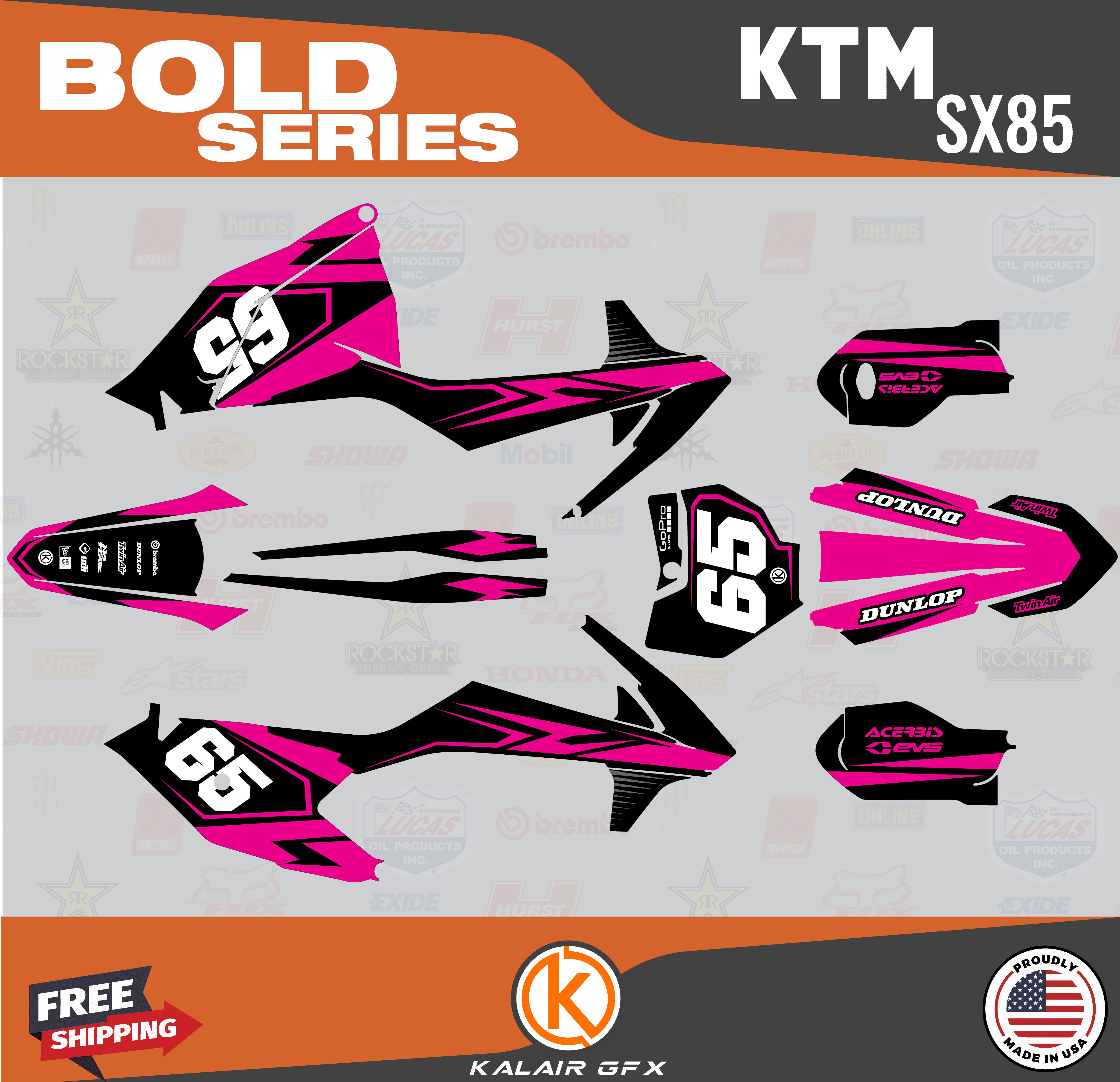 Kalair GFX Graphics Kit for Ktm SX85 (2018-2023) Bold Series - Walmart.com