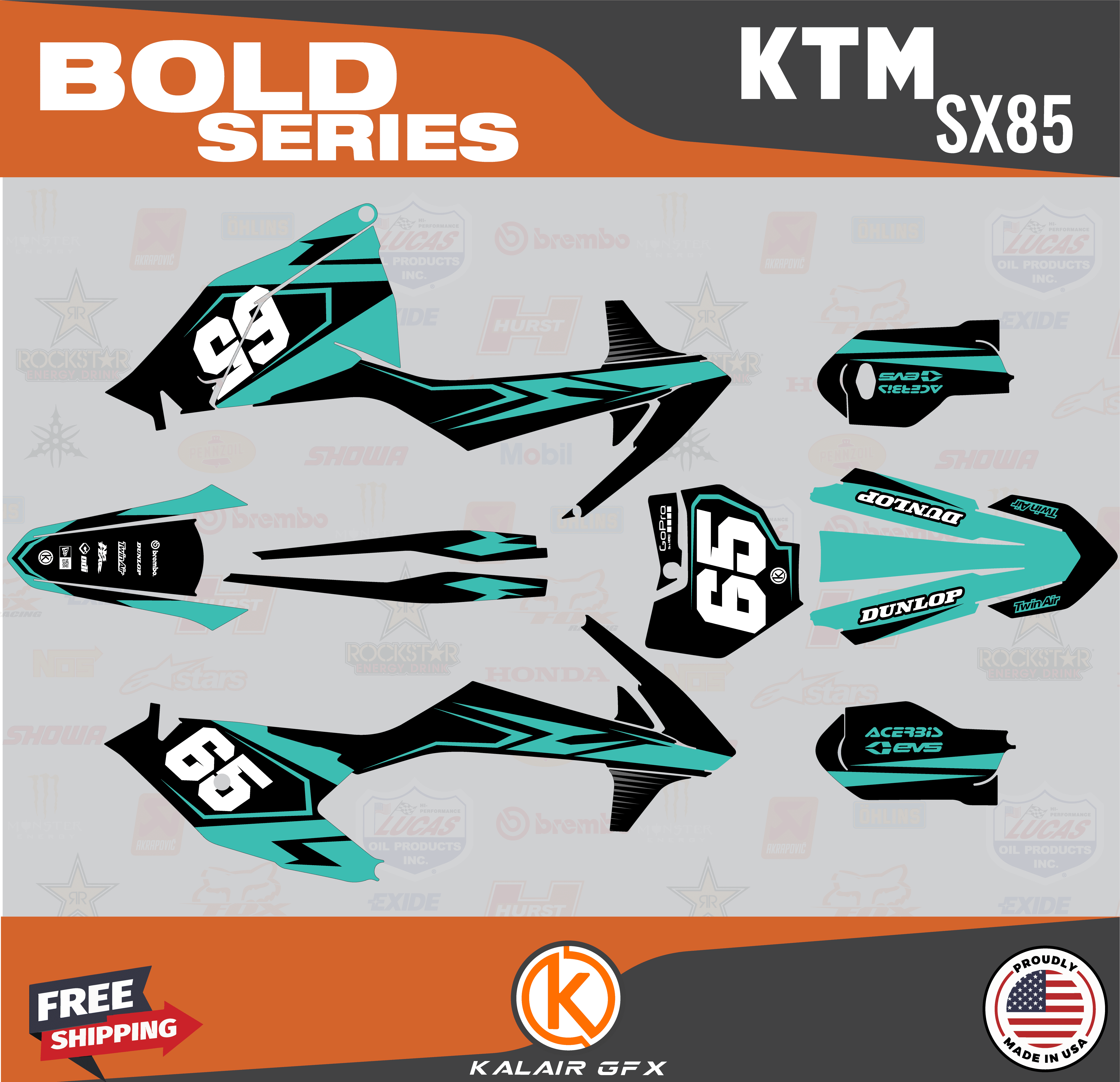 Kalair GFX Graphics Kit for Ktm SX85 (2018-2023) Bold Series - Walmart.com