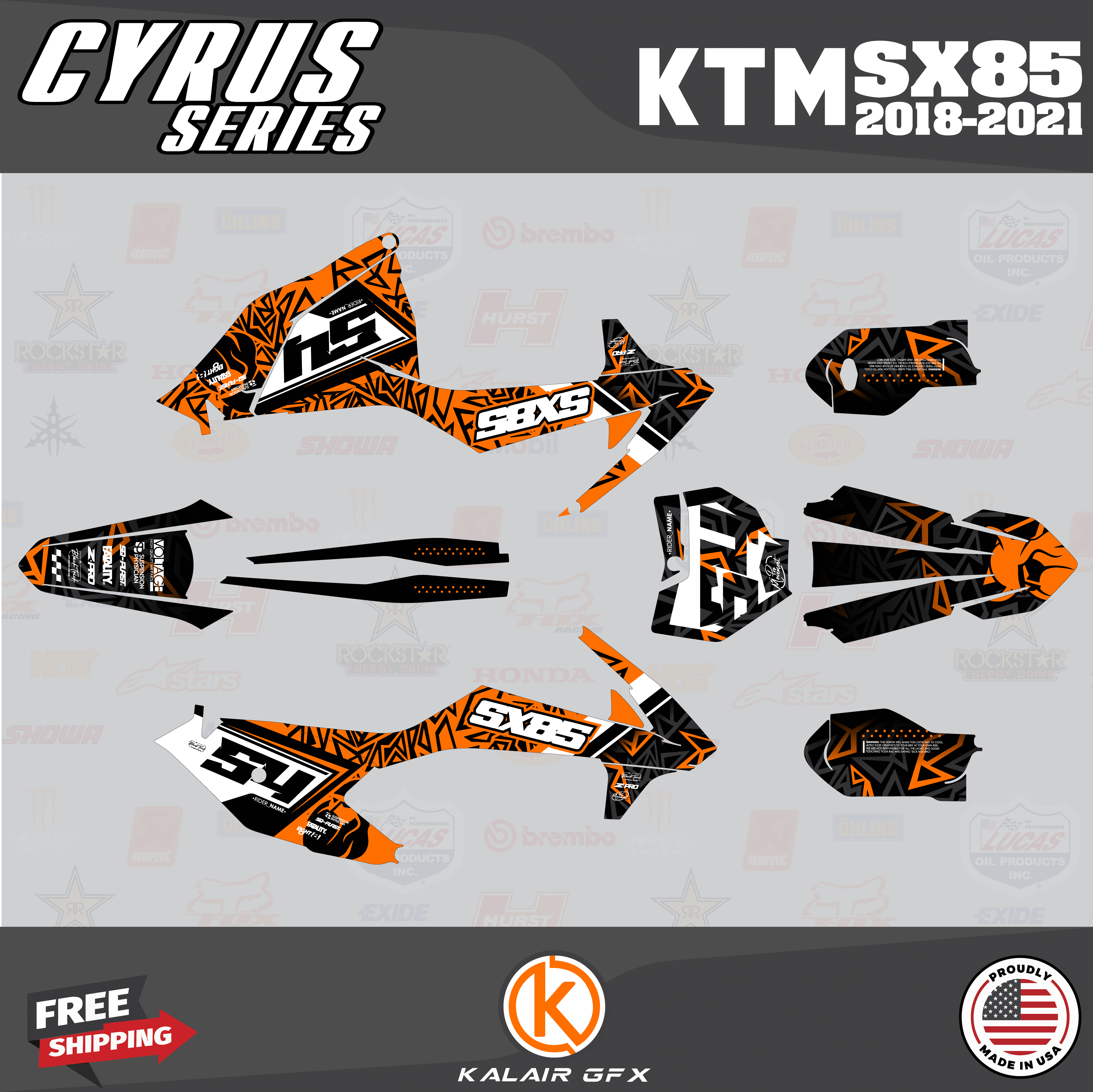 Kalair GFX Graphics Kit for Ktm SX85 (2018-2023) Cyrus Series - Walmart.com