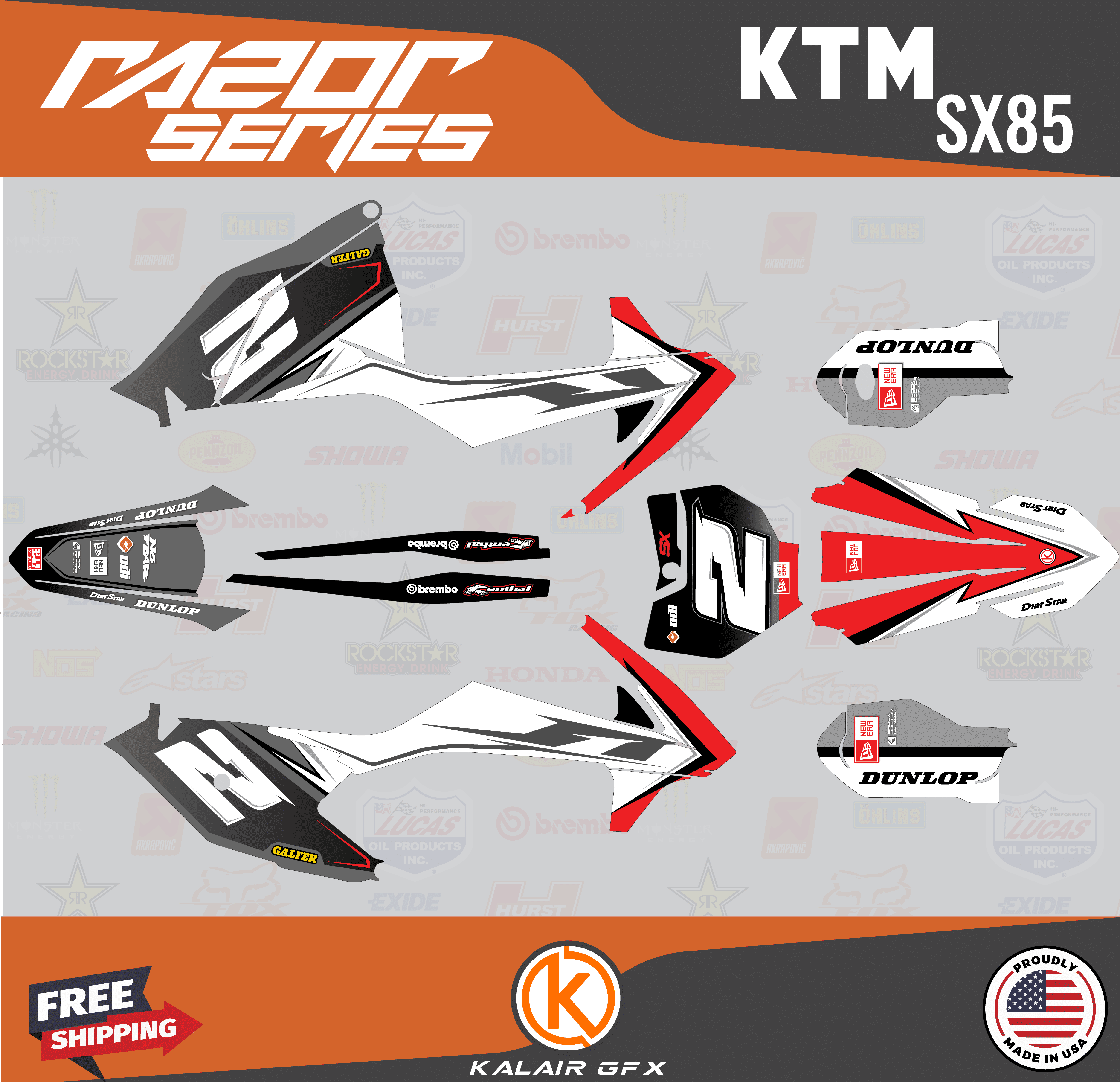 Kalair GFX Graphics Kit for Ktm SX85 (2018-2023) Razor Series - Walmart.com