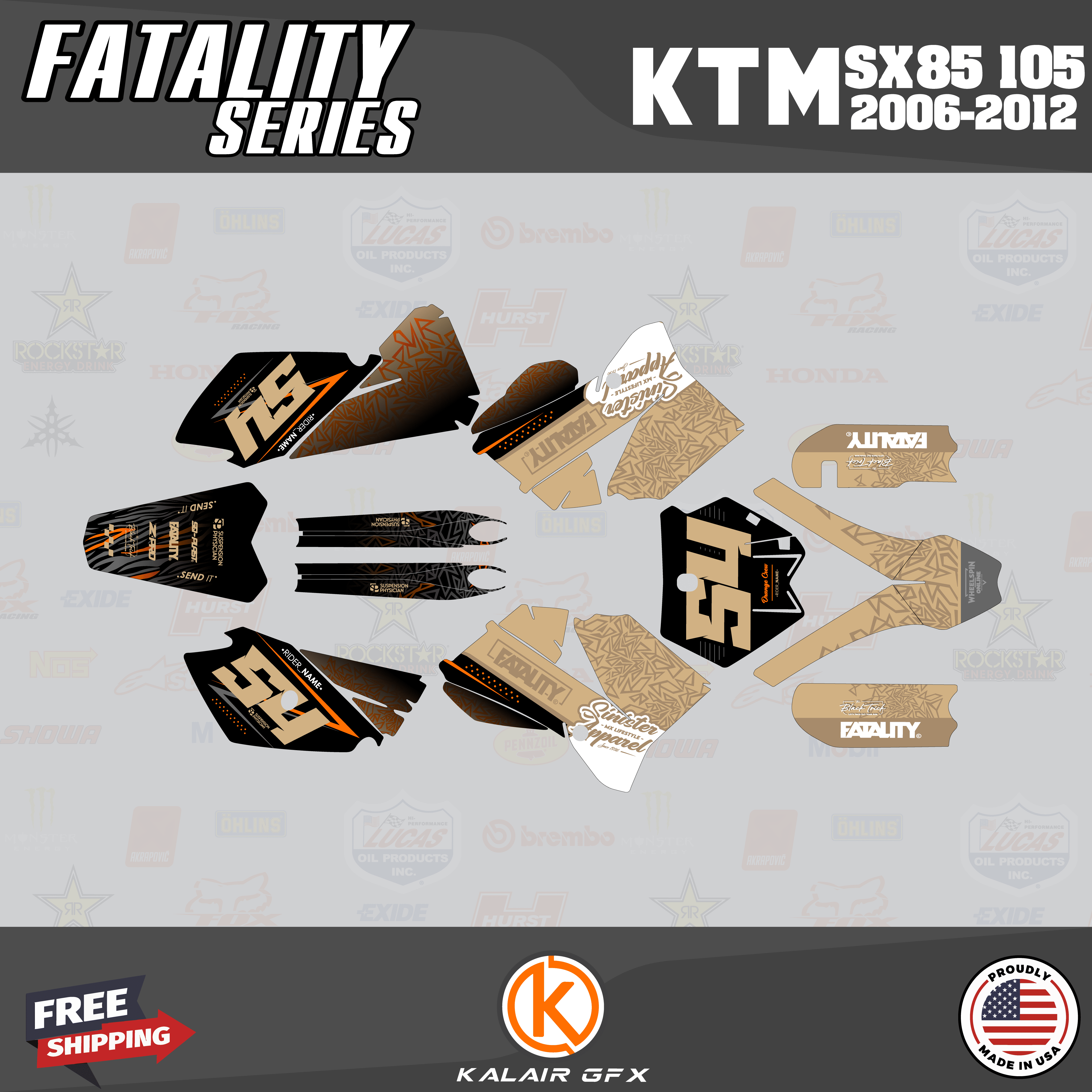 Kalair GFX Graphics Kit for Ktm SX85 SX105 (2006-2012) Fatality Series ...