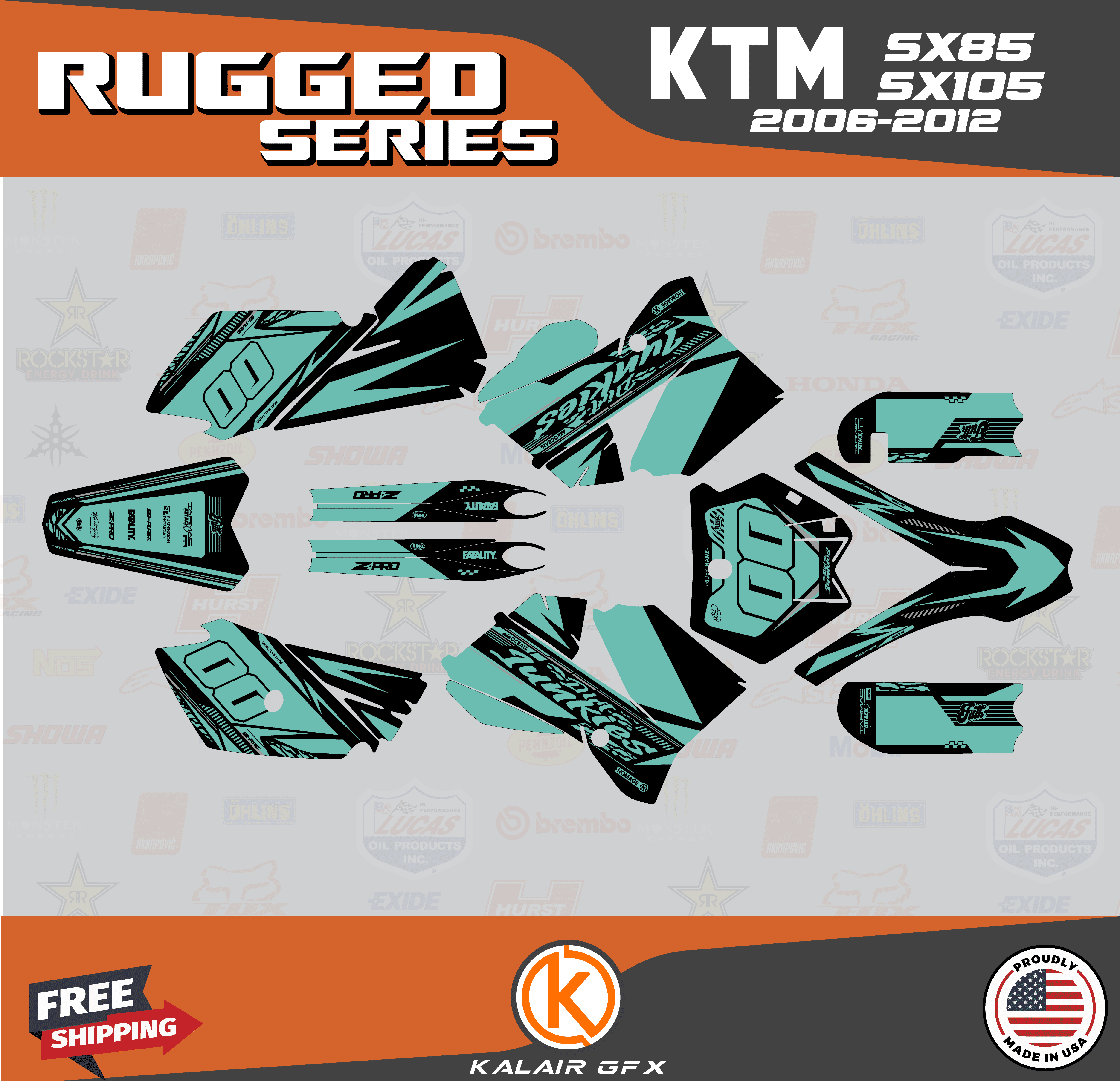 Kalair GFX Graphics Kit for Ktm SX85 SX105 (2006-2012) Rugged Series ...