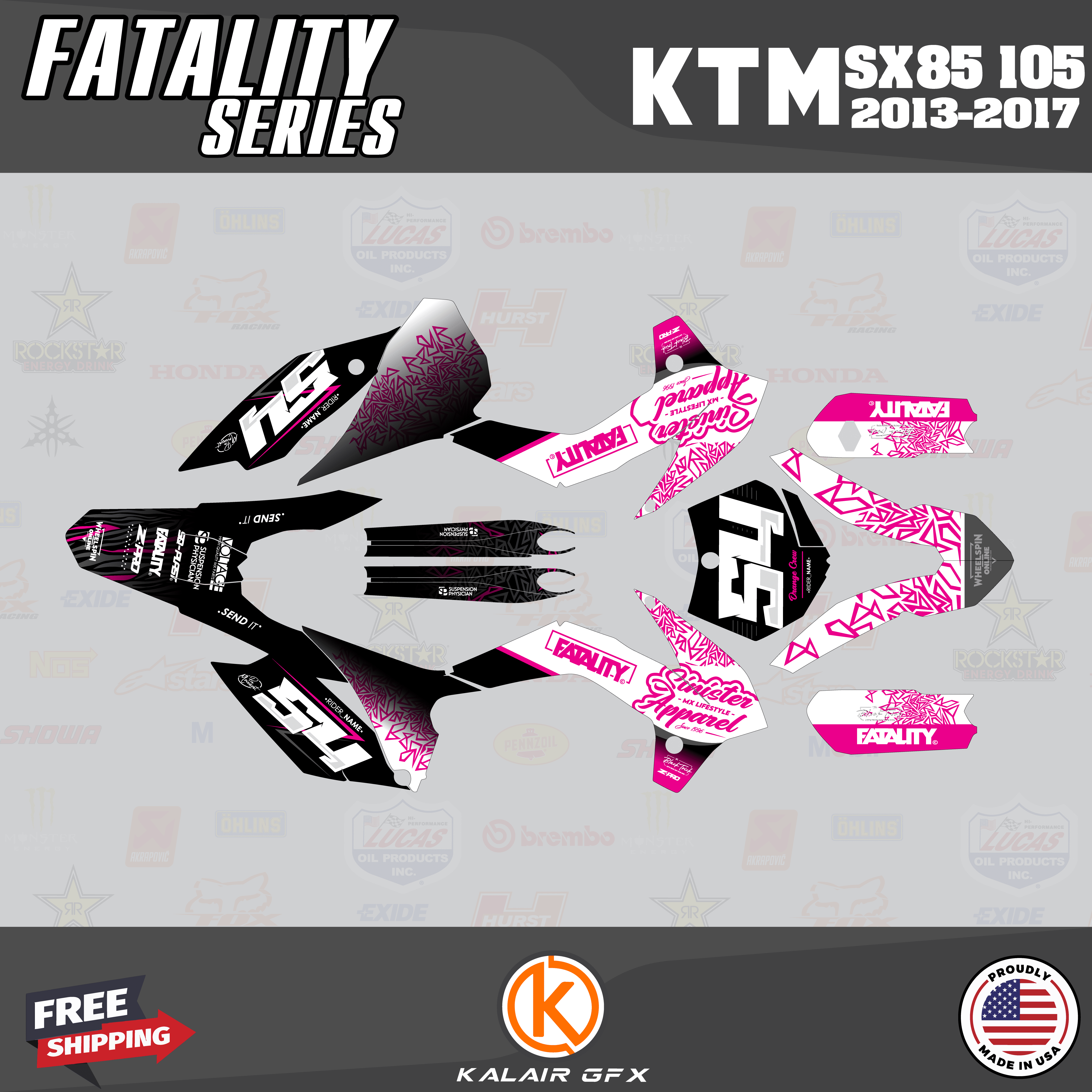 Kalair GFX Graphics Kit for Ktm SX85 SX105 (2015-2017) Fatality Series ...