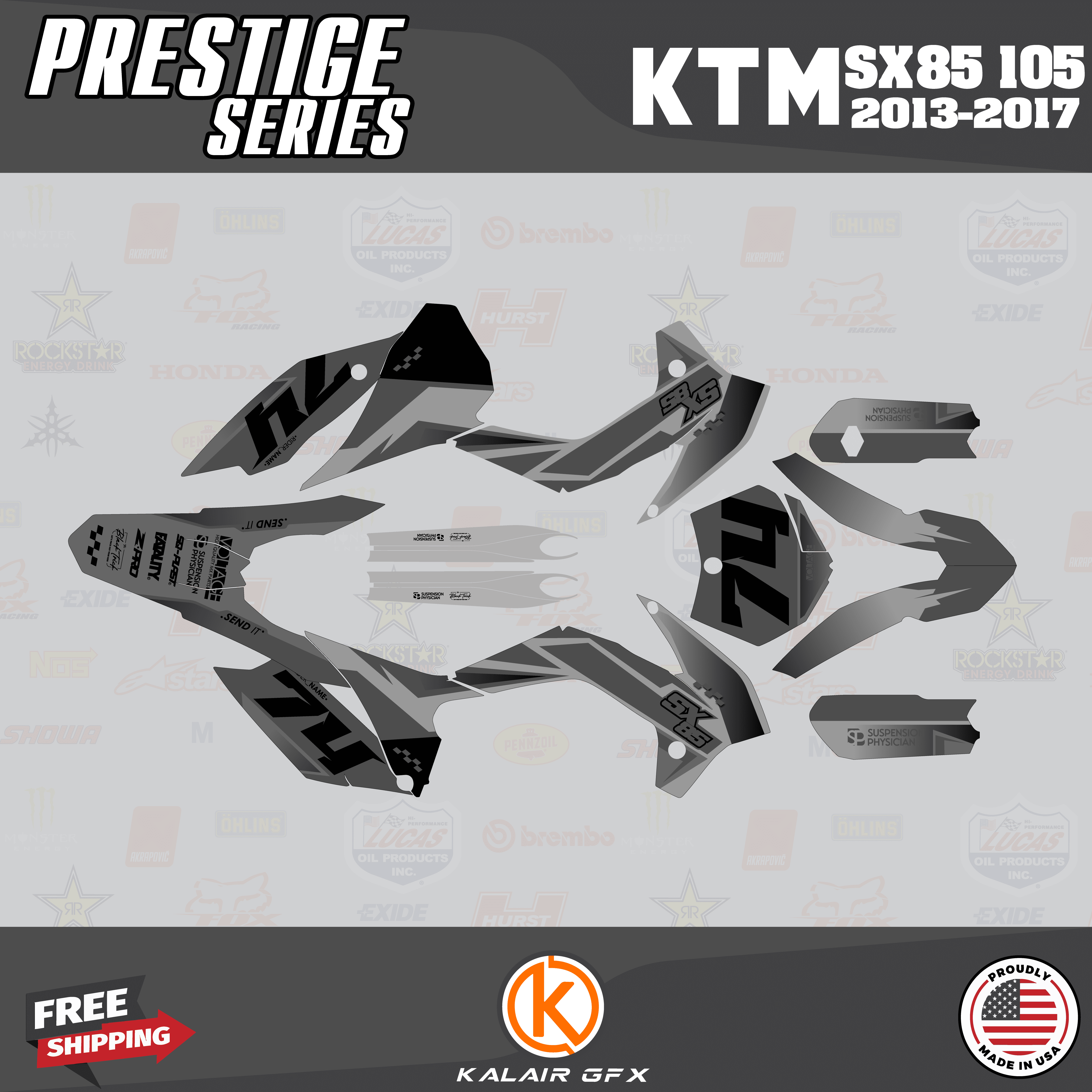 Kalair GFX Graphics Kit for Ktm SX85 SX105 (2015-2017) Prestige Series ...