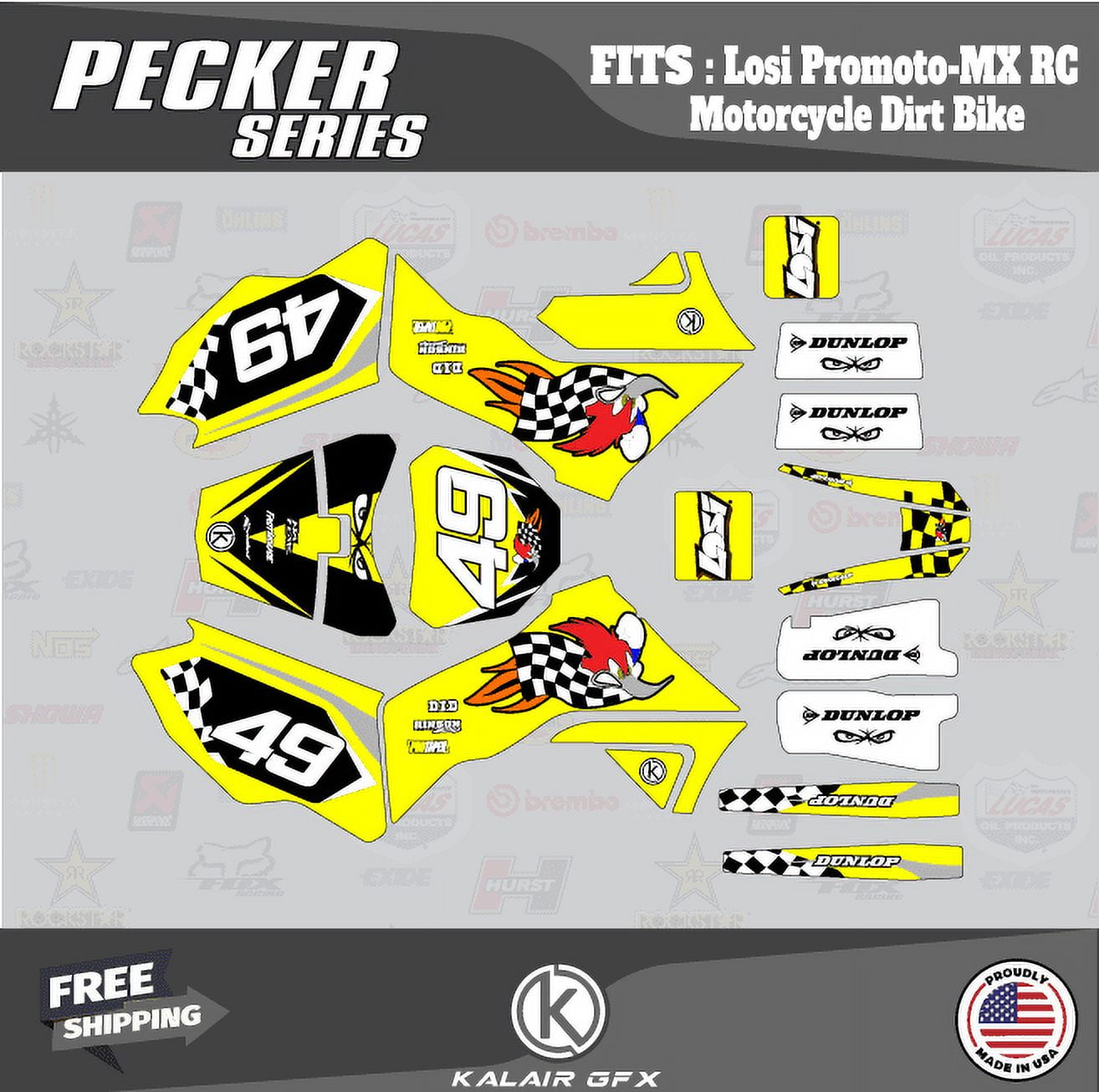 Kalair GFX Graphics Kit for Losi PROMOTO RC(All Years) Pecker Series ...