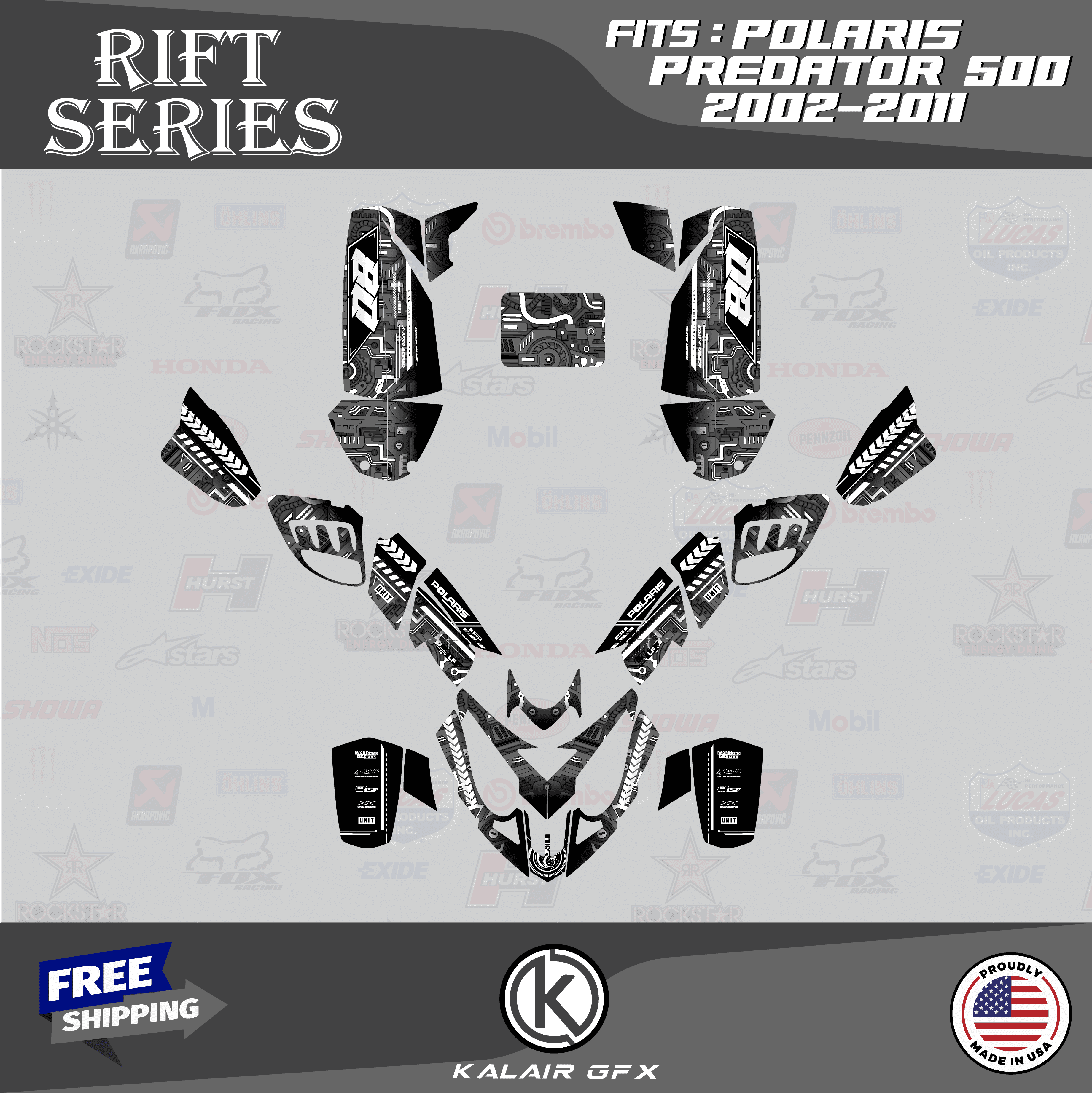 Kalair GFX Graphics Kit for Polaris ATV PREDATOR 500 Rift Series ...