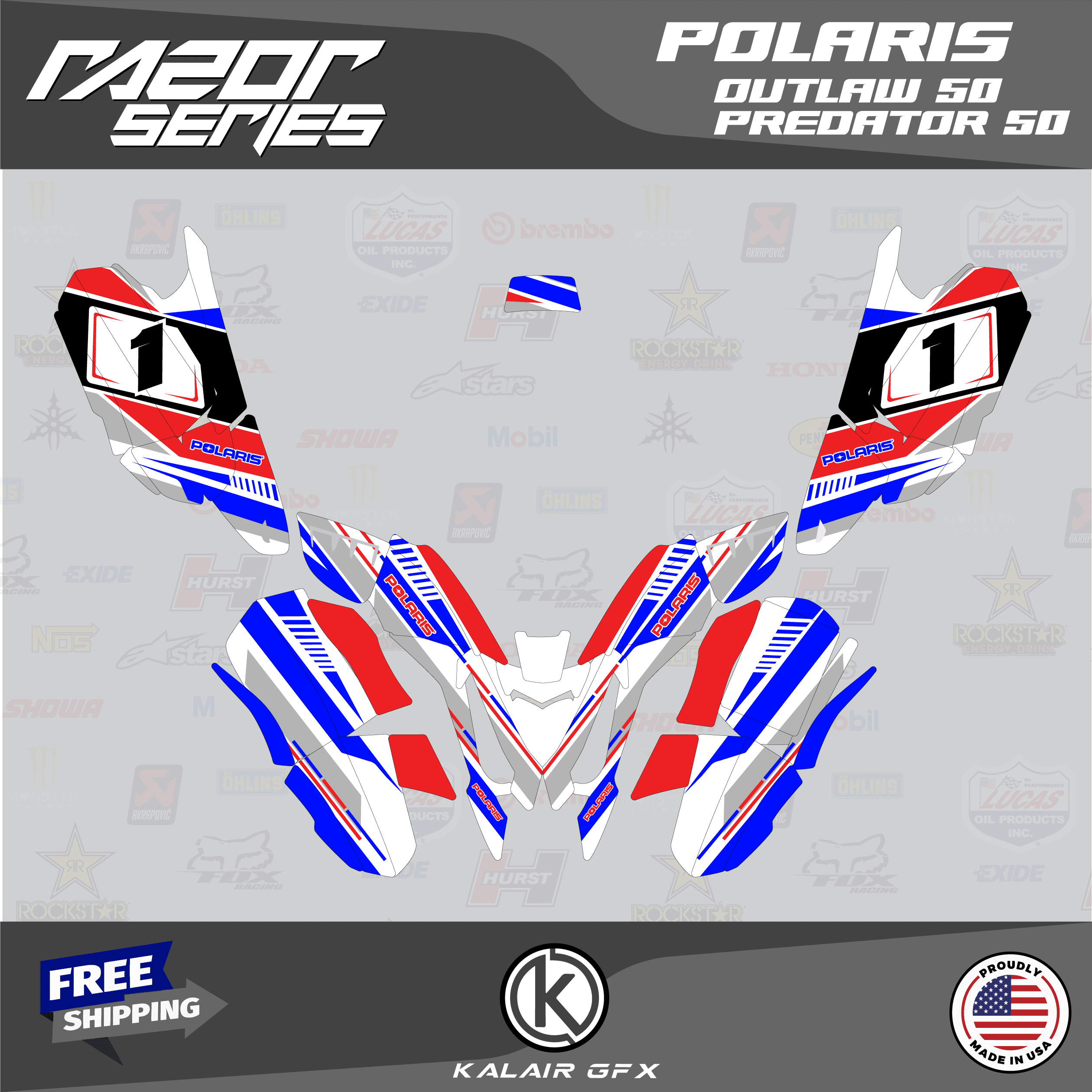 Kalair GFX Graphics Kit for Polaris ATV PREDATOR50 (2004-2007), and ...