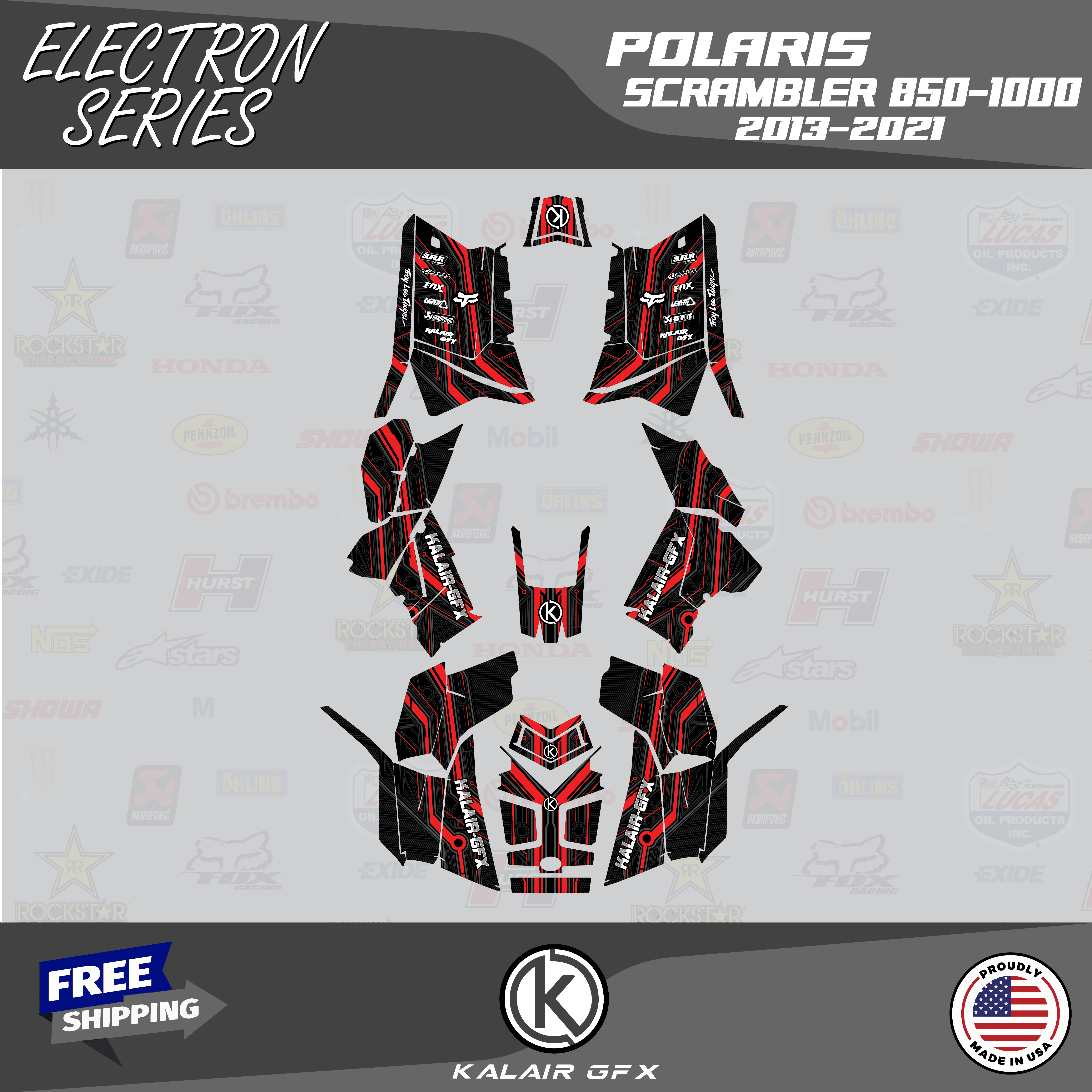 Kalair GFX Graphics Kit for Polaris ATV Scrambler 850, Scrambler 1000 ...