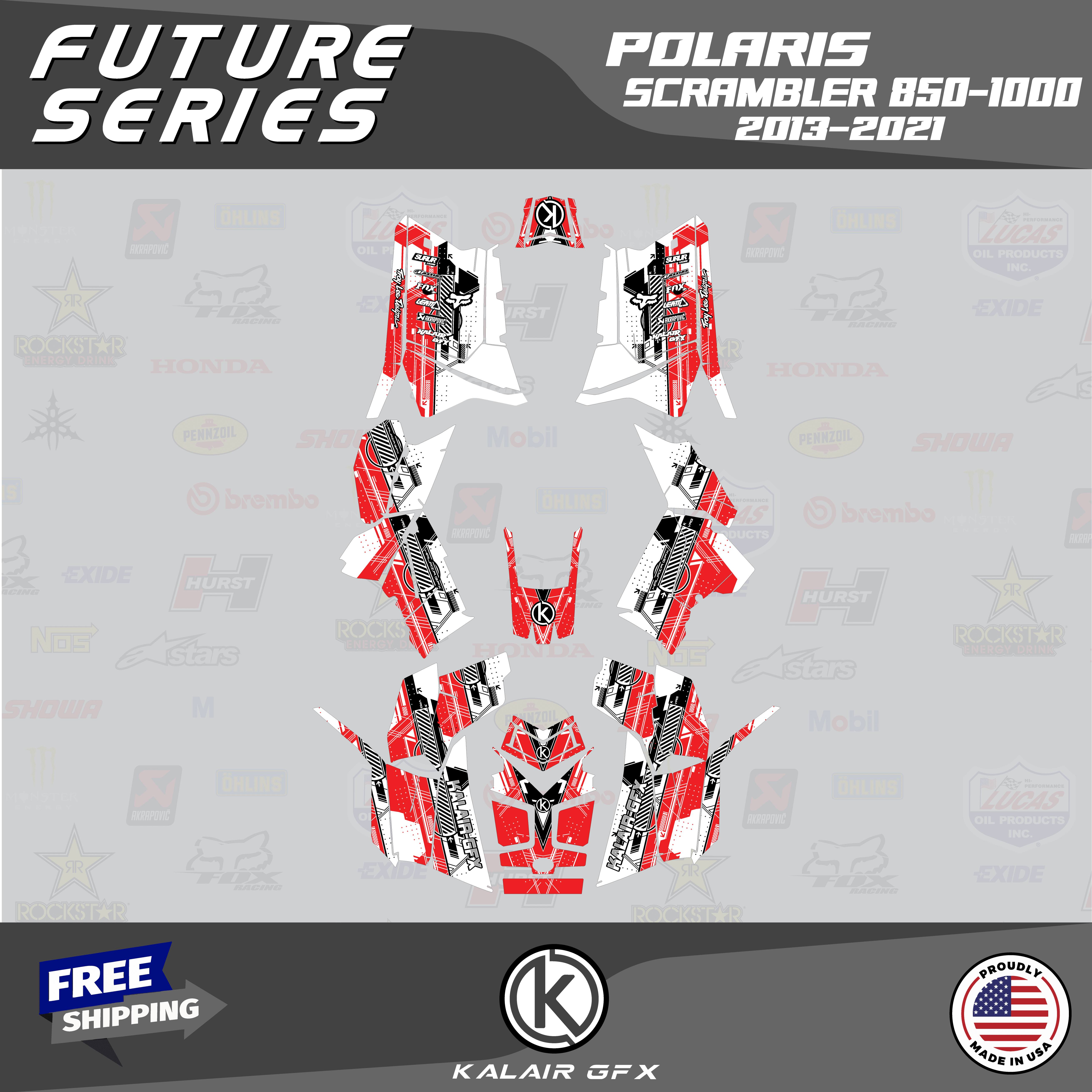 Kalair GFX Graphics Kit for Polaris ATV Scrambler 850, Scrambler 1000 ...