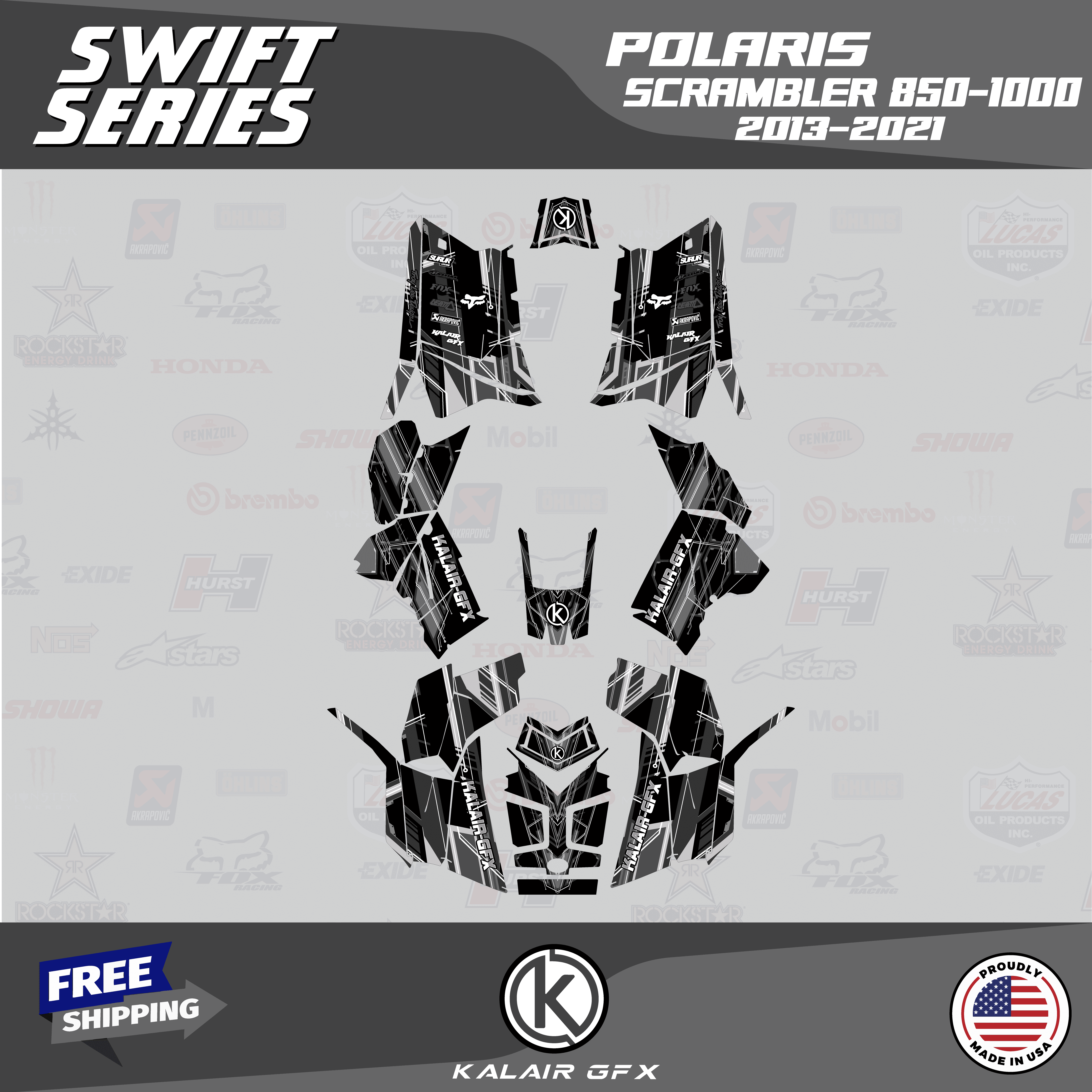 Kalair GFX Graphics Kit for Polaris ATV Scrambler 850, Scrambler 1000 ...