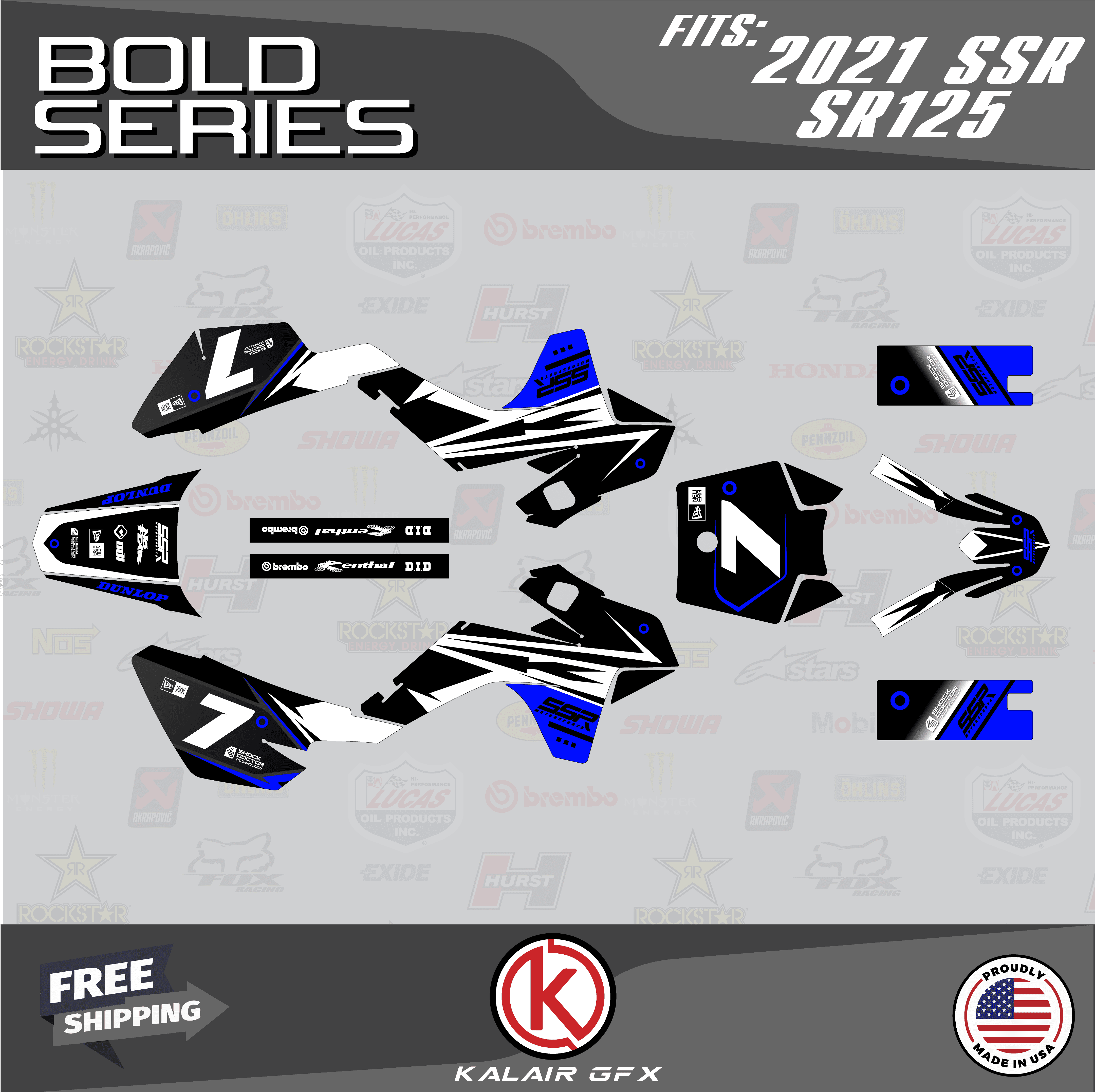Kalair GFX Graphics Kit for SSR SR70, SR110 and SR125 (2021) Bold ...