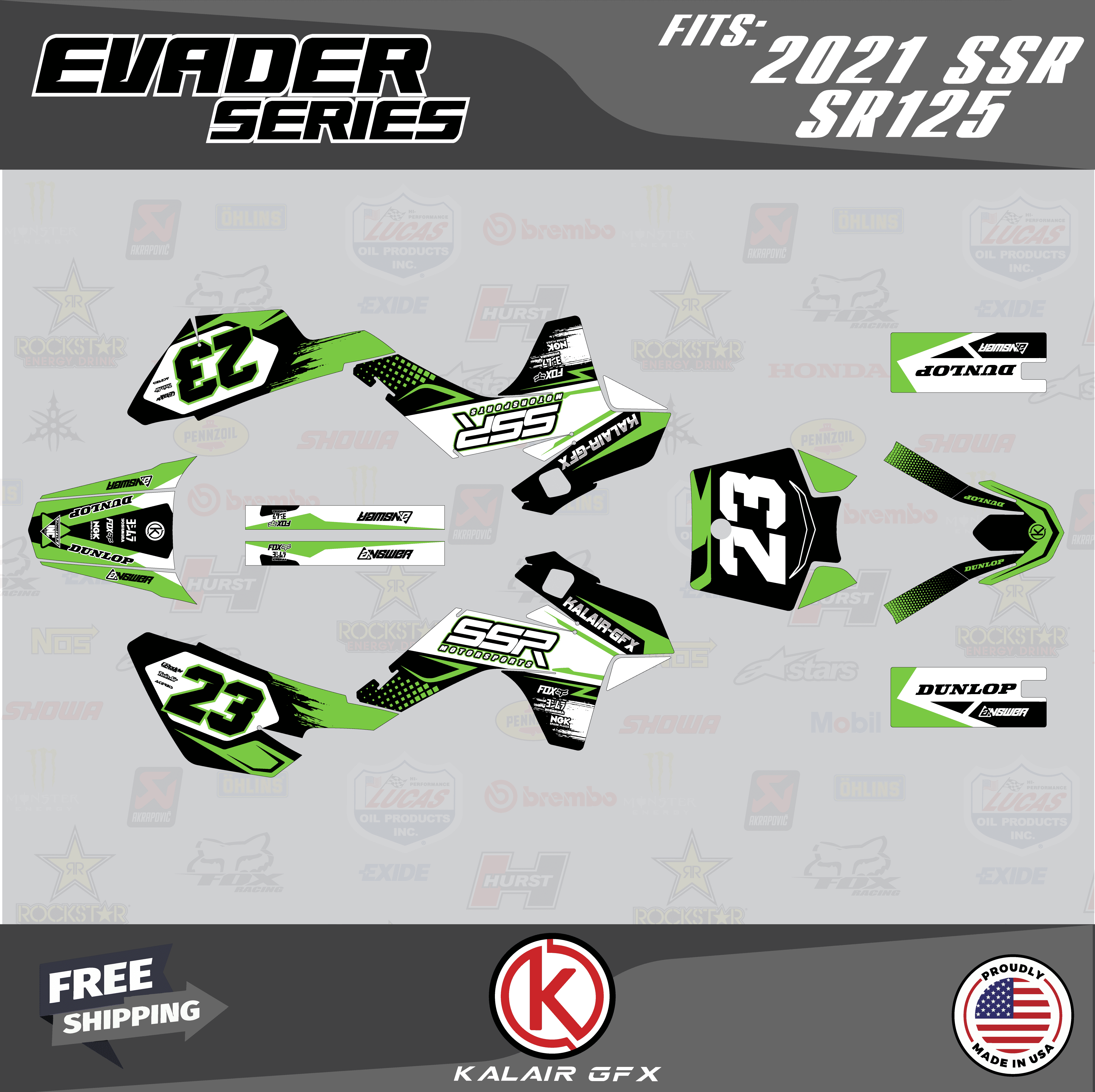 Kalair GFX Graphics Kit for SSR SR70, SR110 and SR125 (2021) Evader ...