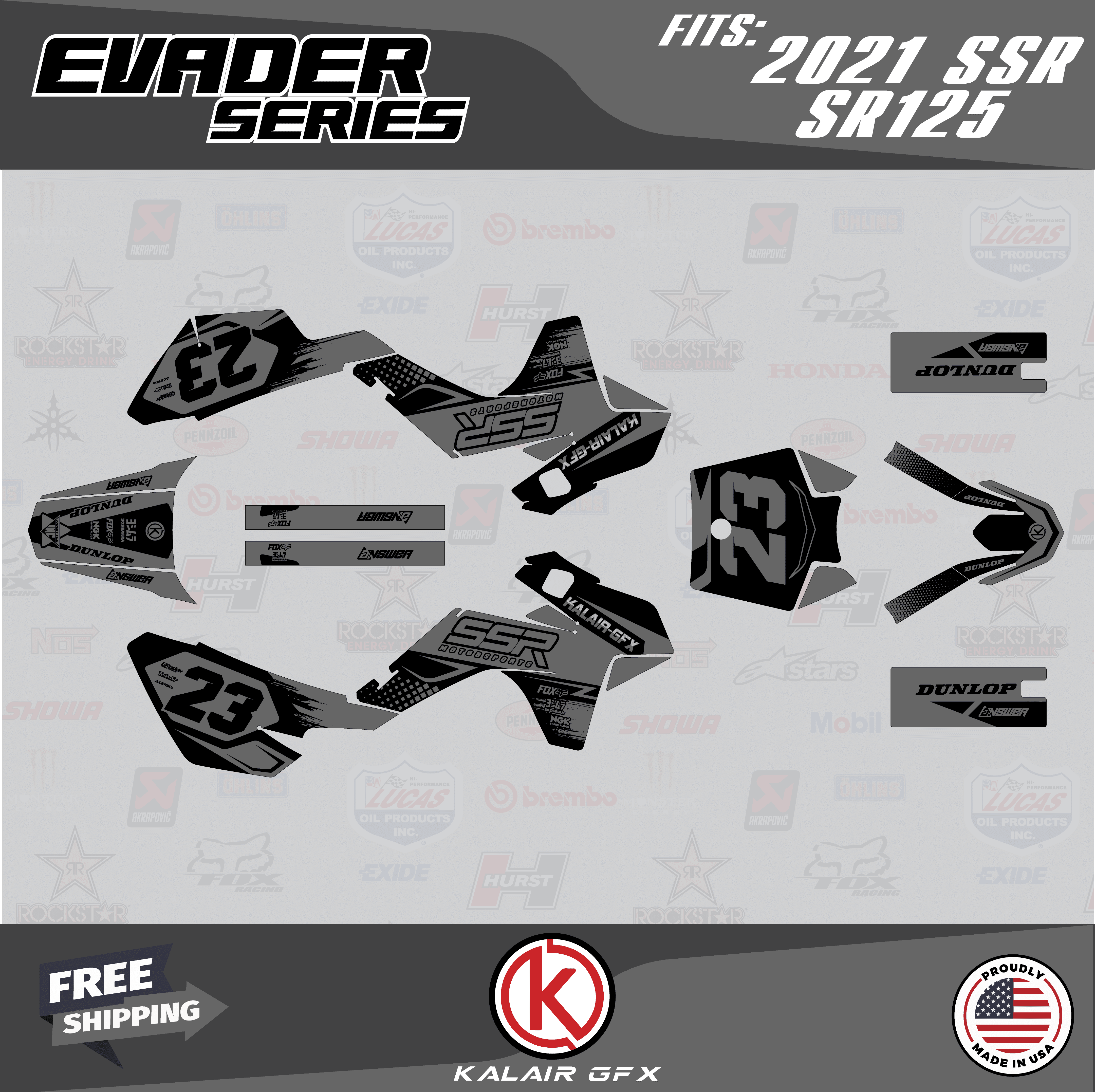 Kalair GFX Graphics Kit for SSR SR70, SR110 and SR125 (2021) Evader ...