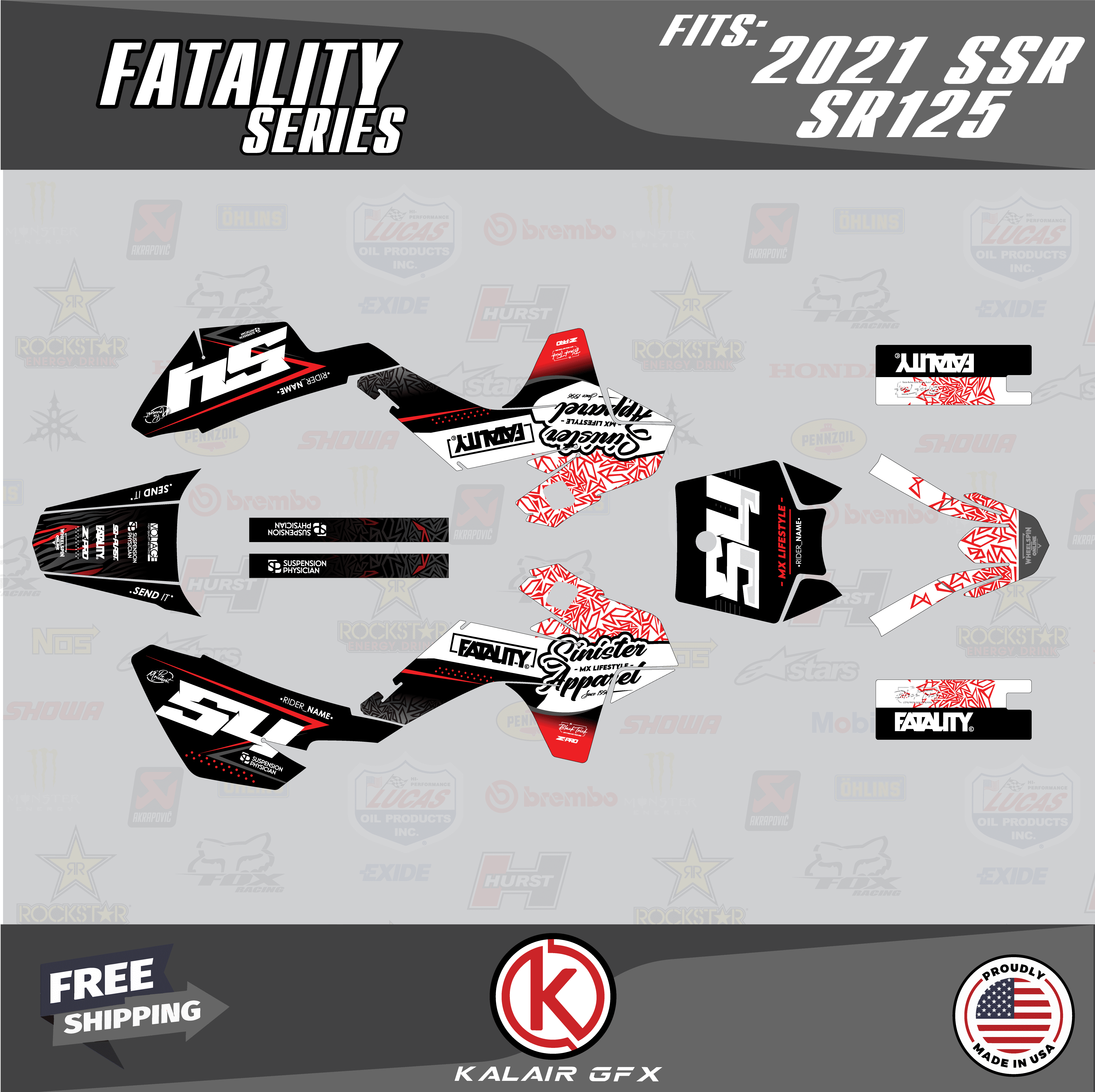 Kalair GFX Graphics Kit for SSR SR70, SR110 and SR125 (2021) Fatality ...
