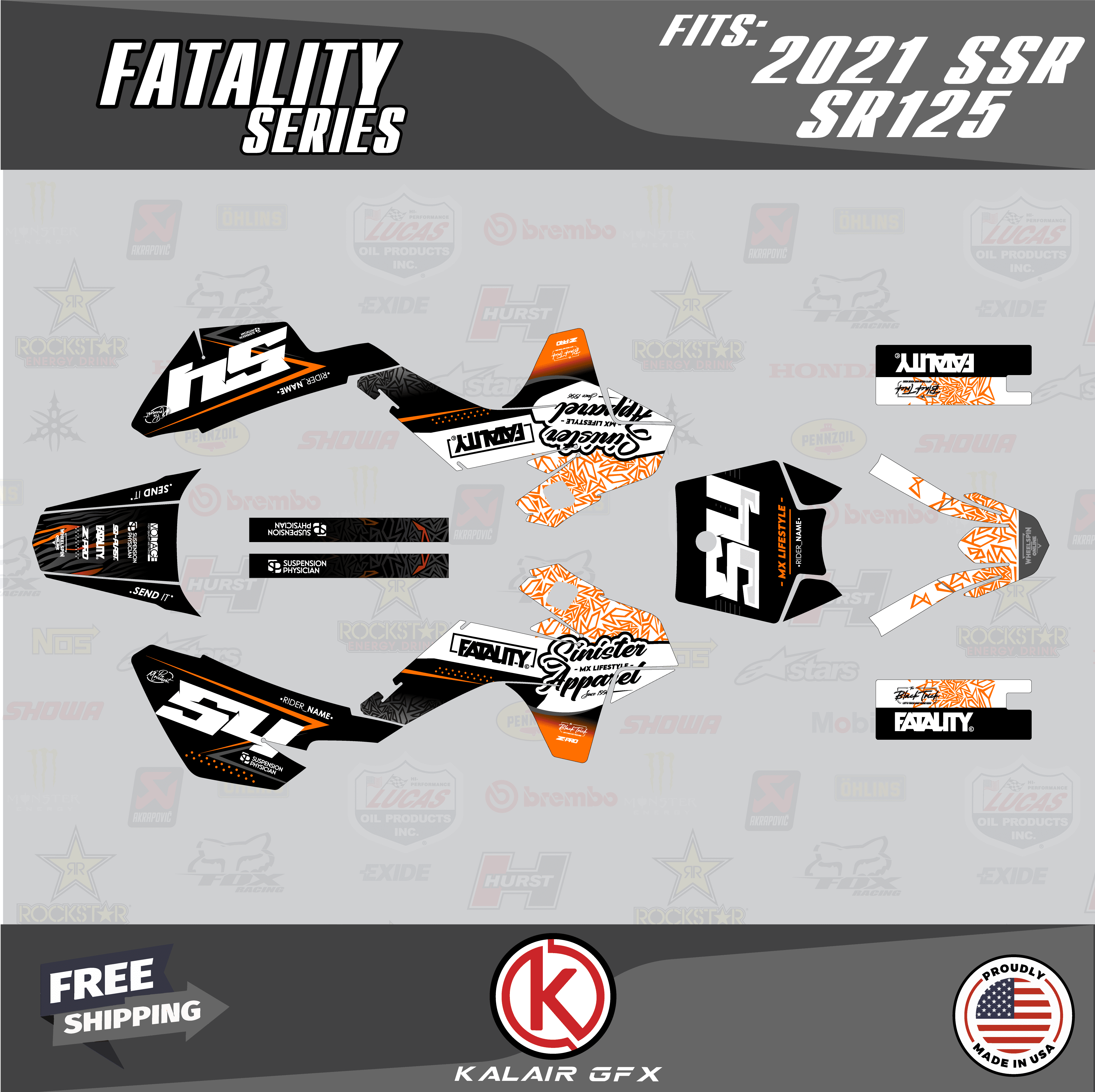 Kalair GFX Graphics Kit for SSR SR70, SR110 and SR125 (2021) Fatality Series - Walmart.com