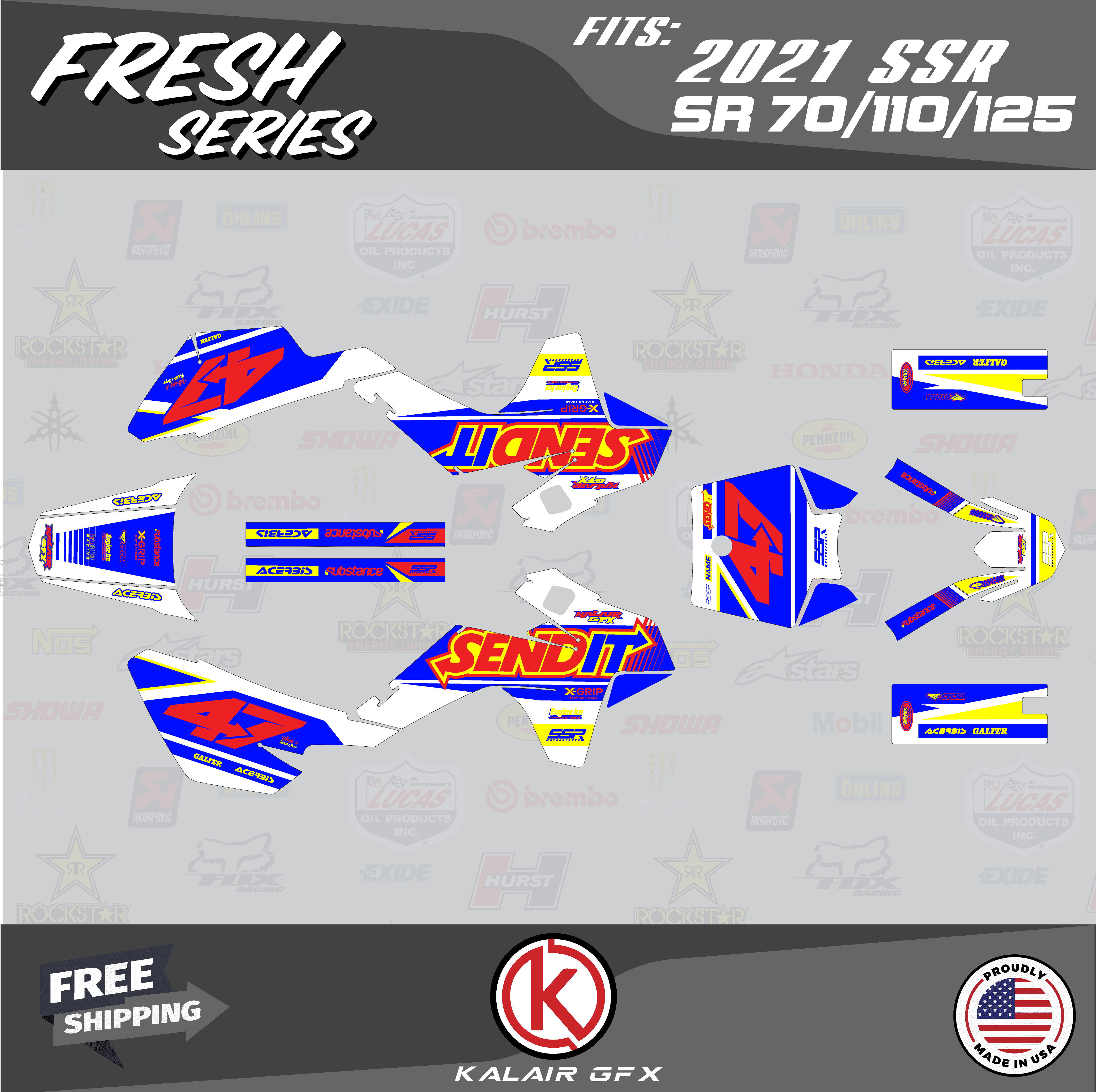 Kalair GFX Graphics Kit for SSR SR70, SR110 and SR125 (2021) Fresh ...