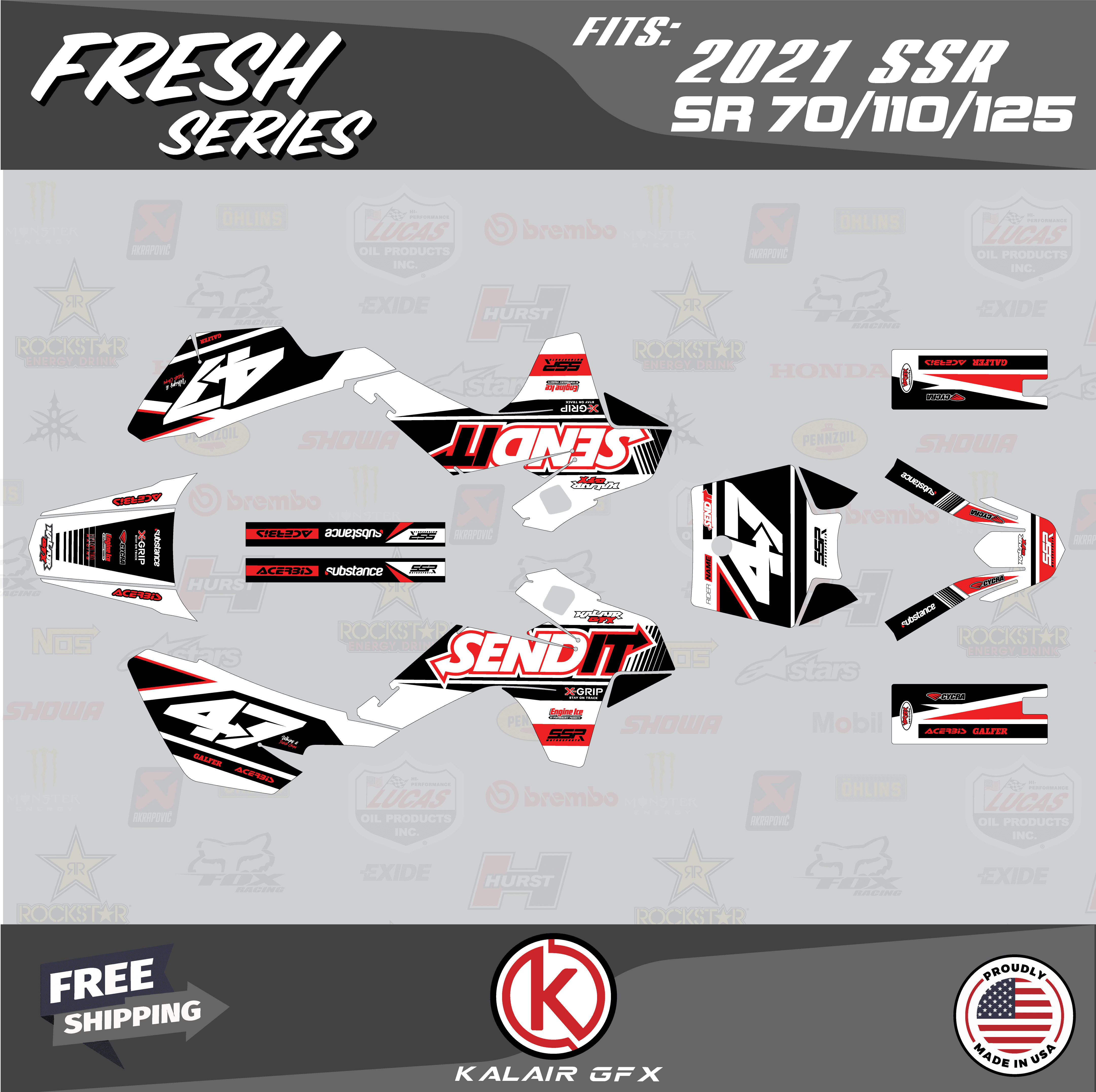 Kalair GFX Graphics Kit for SSR SR70, SR110 and SR125 (2021) Fresh ...