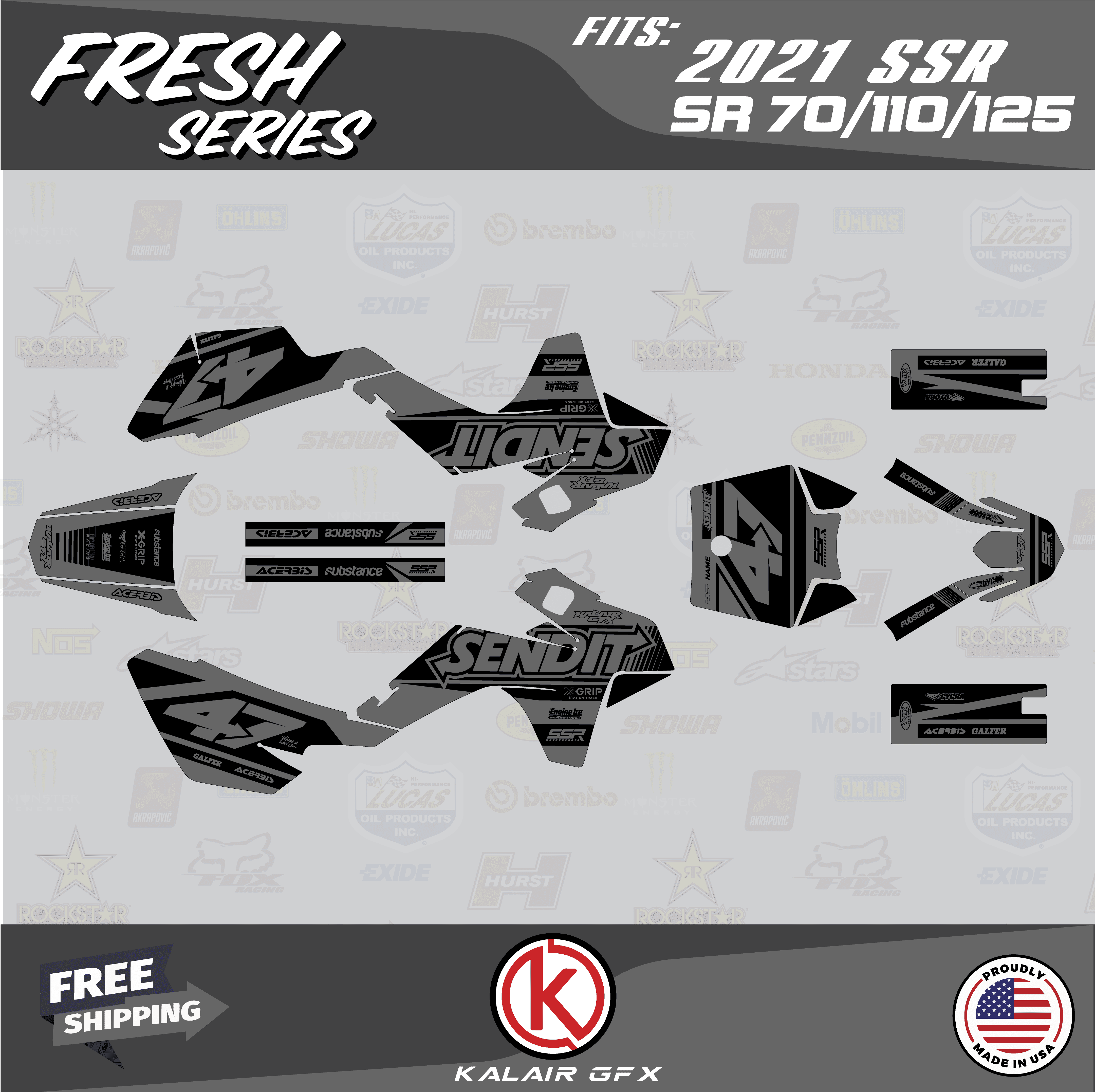 Kalair GFX Graphics Kit for SSR SR70, SR110 and SR125 (2021) Fresh ...
