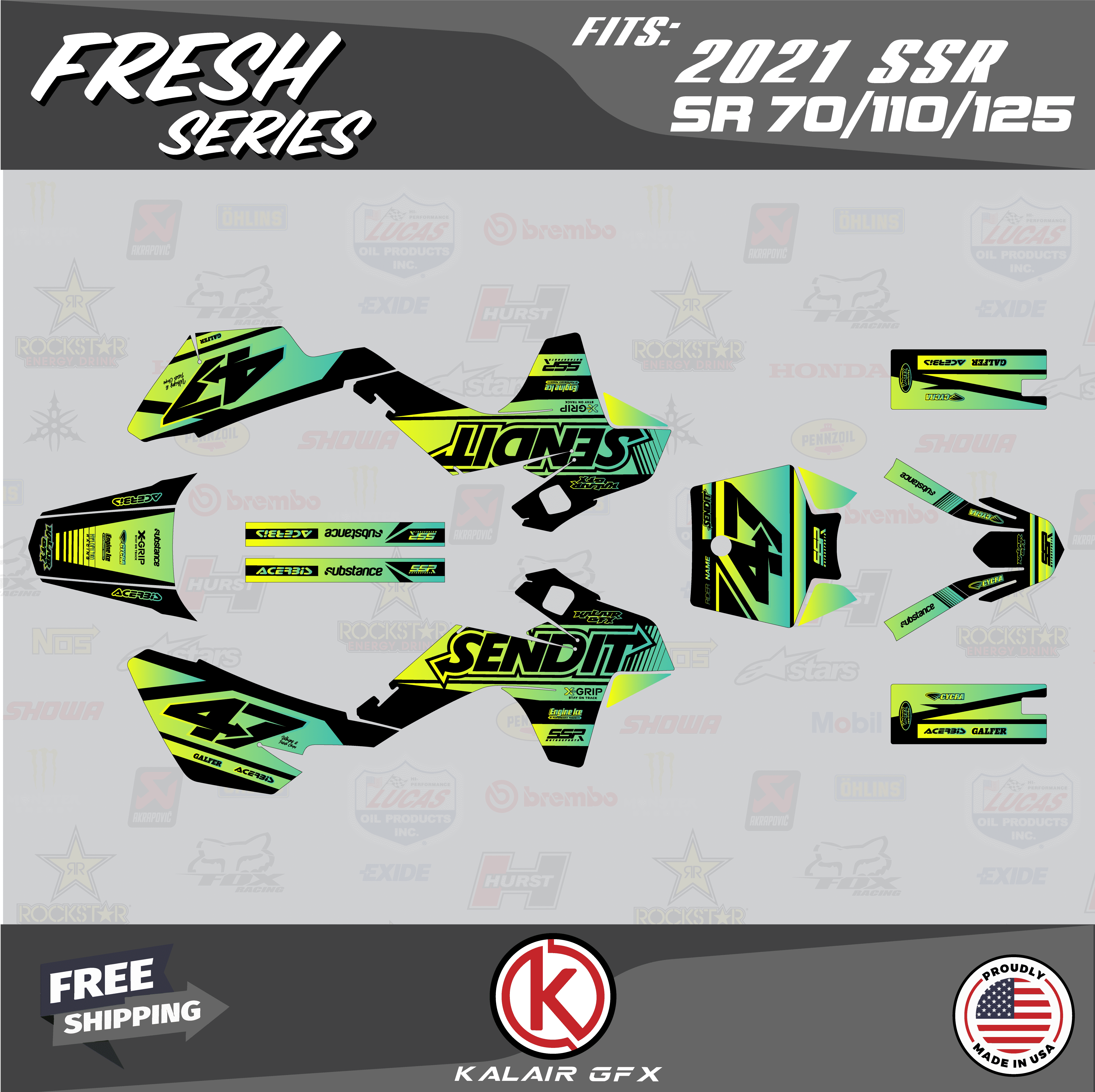 Kalair GFX Graphics Kit for SSR SR70, SR110 and SR125 (2021) Fresh ...