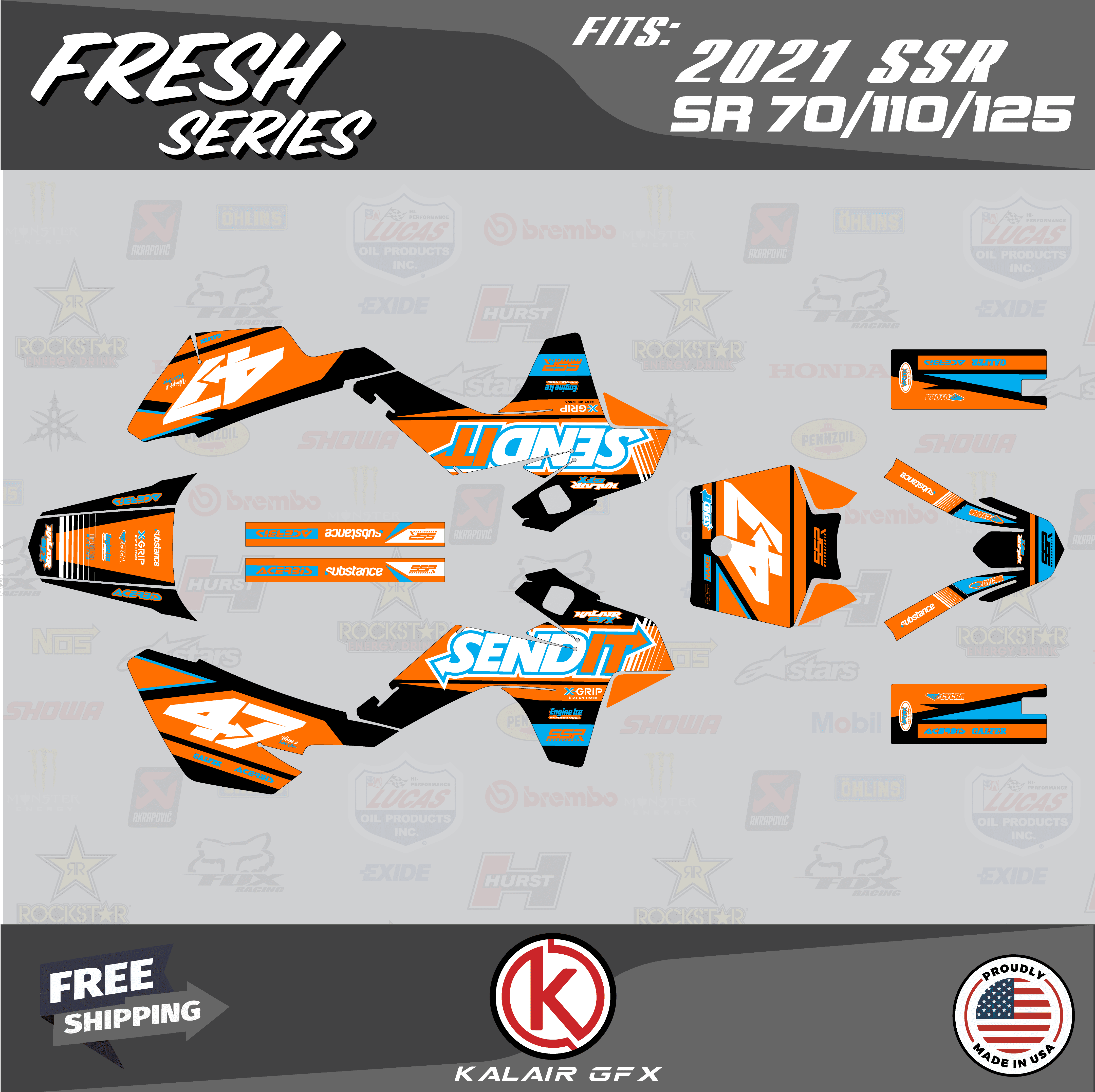 Kalair GFX Graphics Kit for SSR SR70, SR110 and SR125 (2021) Fresh ...