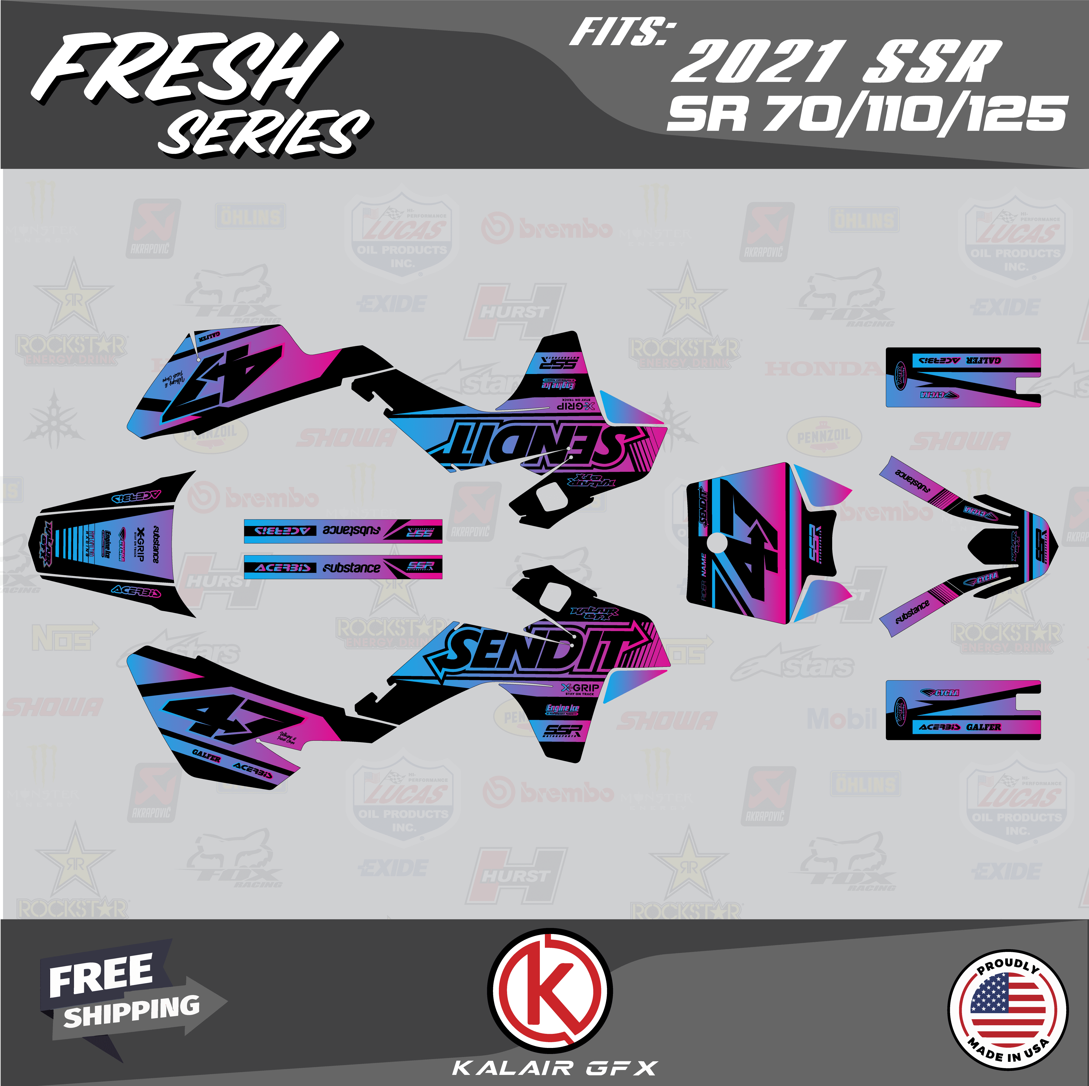 Kalair GFX Graphics Kit for SSR SR70, SR110 and SR125 (2021) Fresh ...