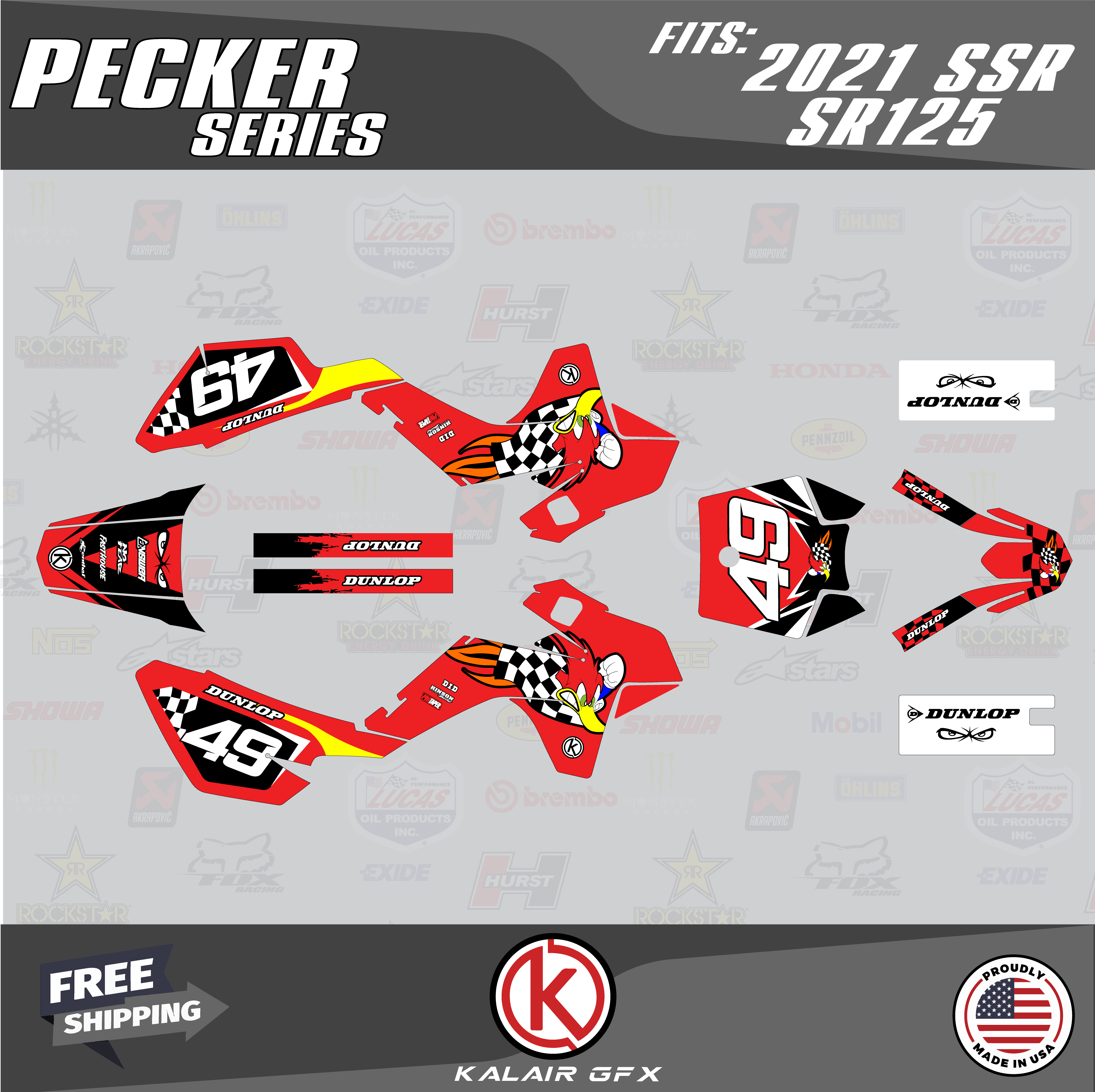 Kalair GFX Graphics Kit for SSR SR70, SR110 and SR125 (2021) Pecker ...