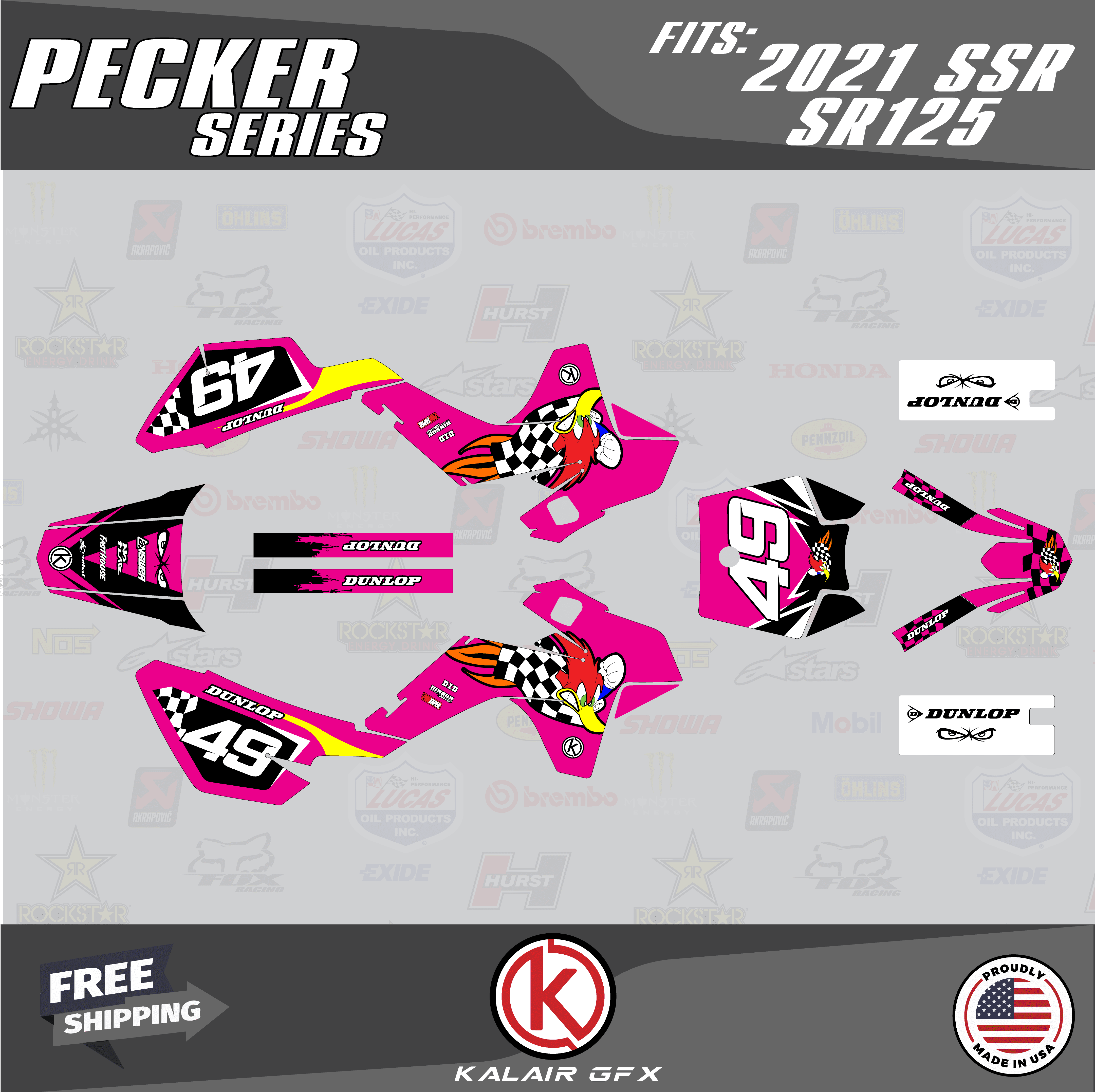 Kalair GFX Graphics Kit for SSR SR70, SR110 and SR125 (2021) Pecker ...