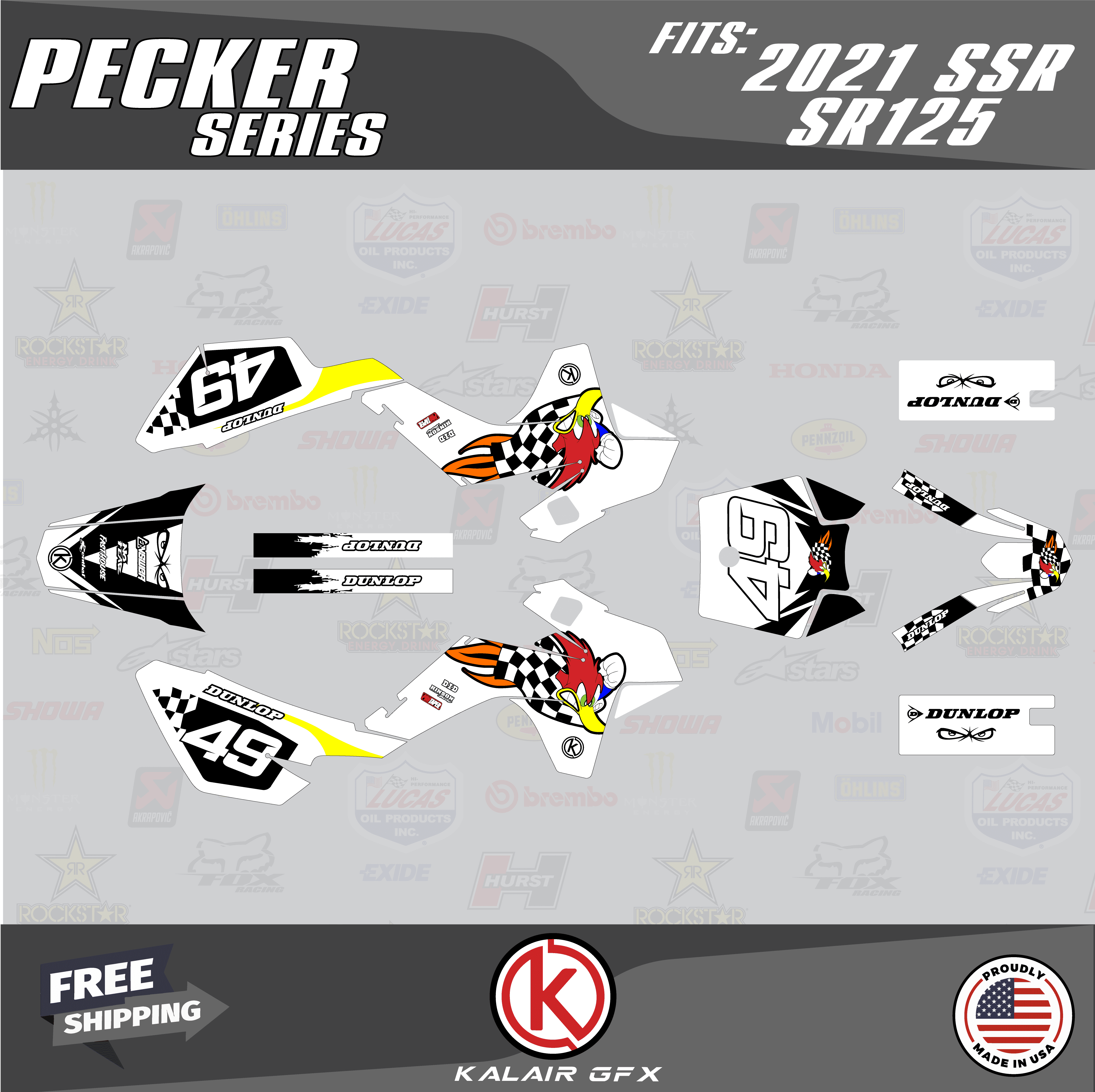 Kalair GFX Graphics Kit for SSR SR70, SR110 and SR125 (2021) Pecker ...