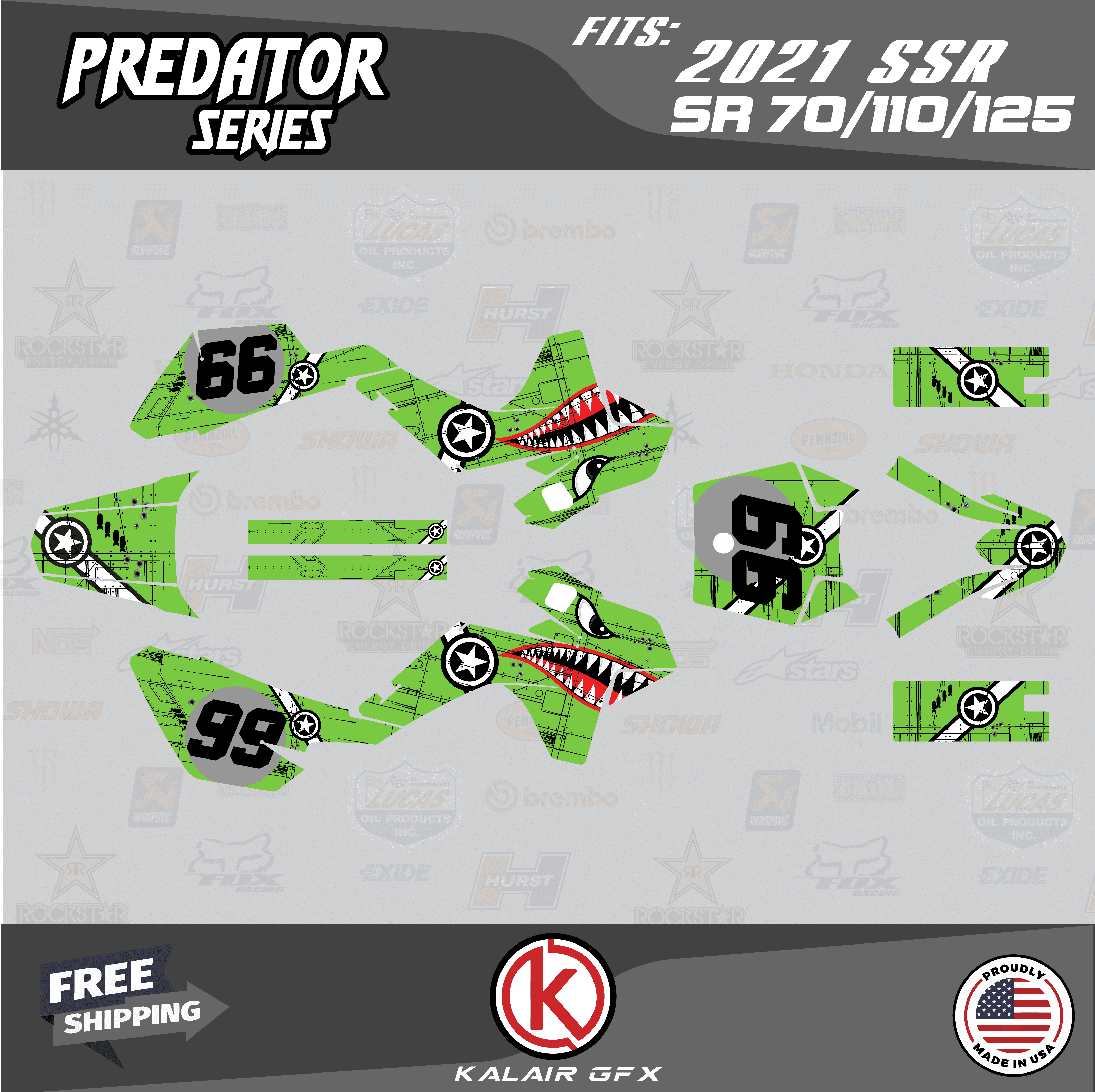 Kalair GFX Graphics Kit for SSR SR70, SR110 and SR125 (2021) Predator ...
