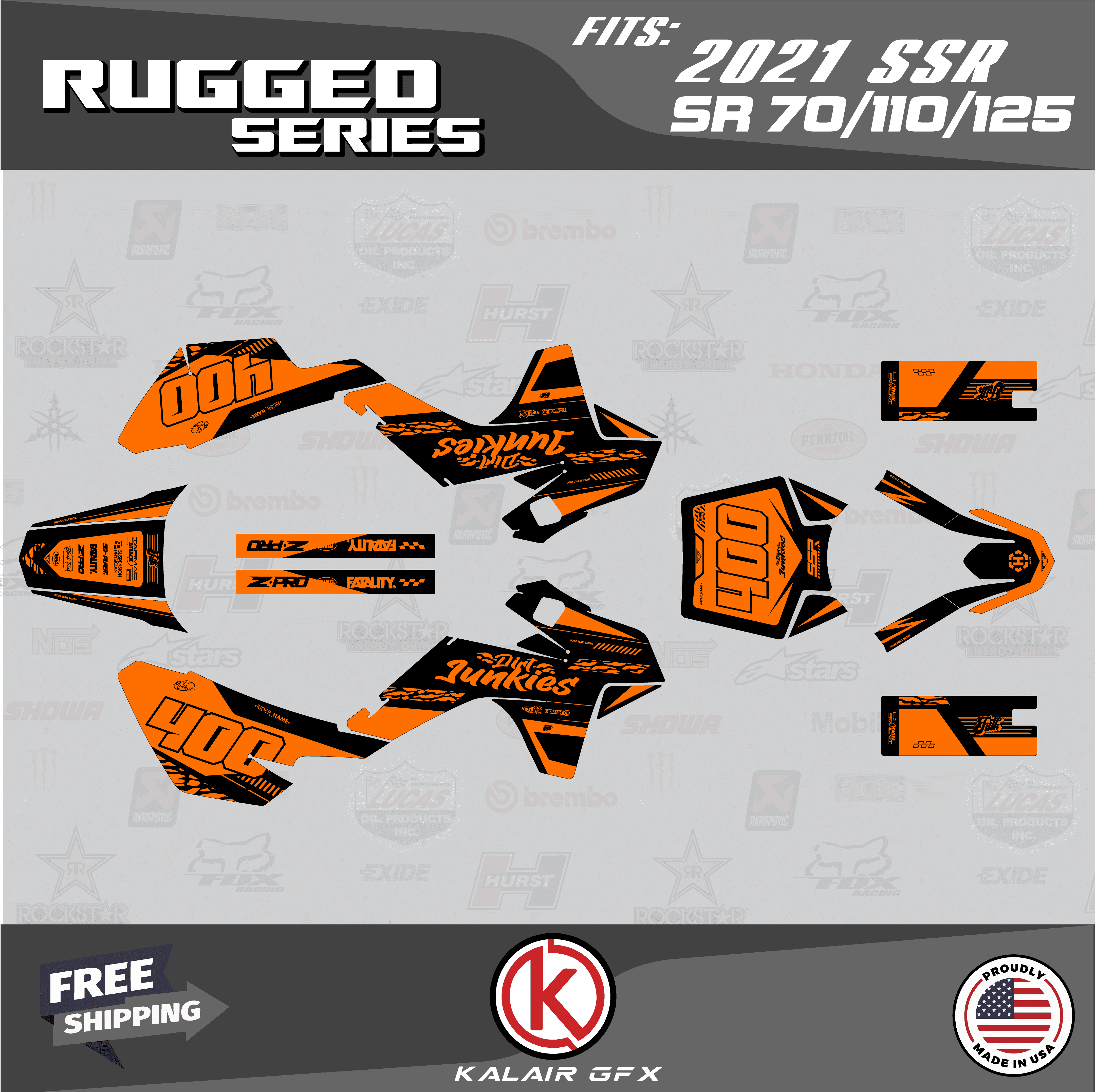Kalair GFX Graphics Kit for SSR SR70, SR110 and SR125 (2021) Rugged ...