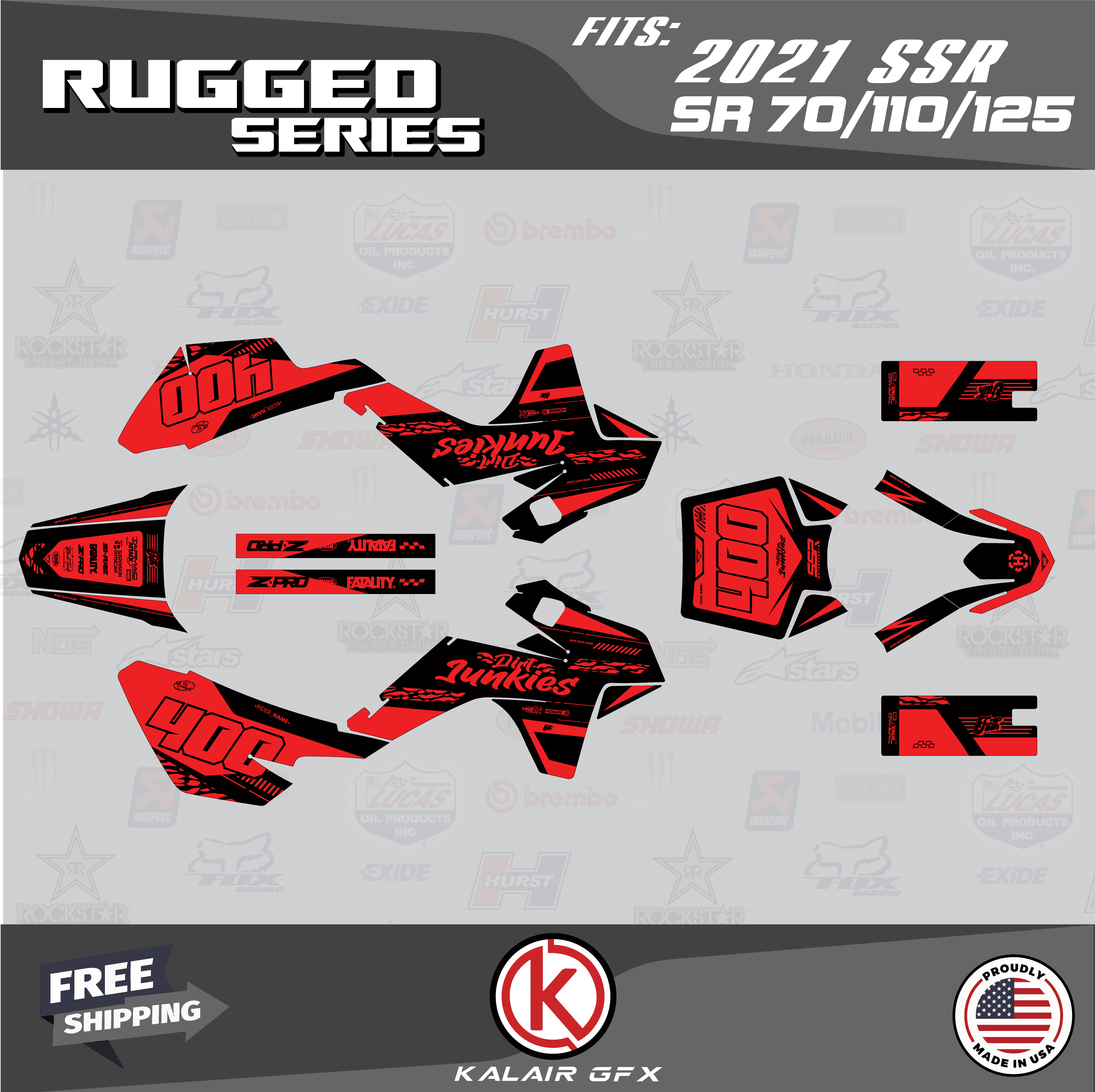 Kalair GFX Graphics Kit for SSR SR70, SR110 and SR125 (2021) Rugged ...