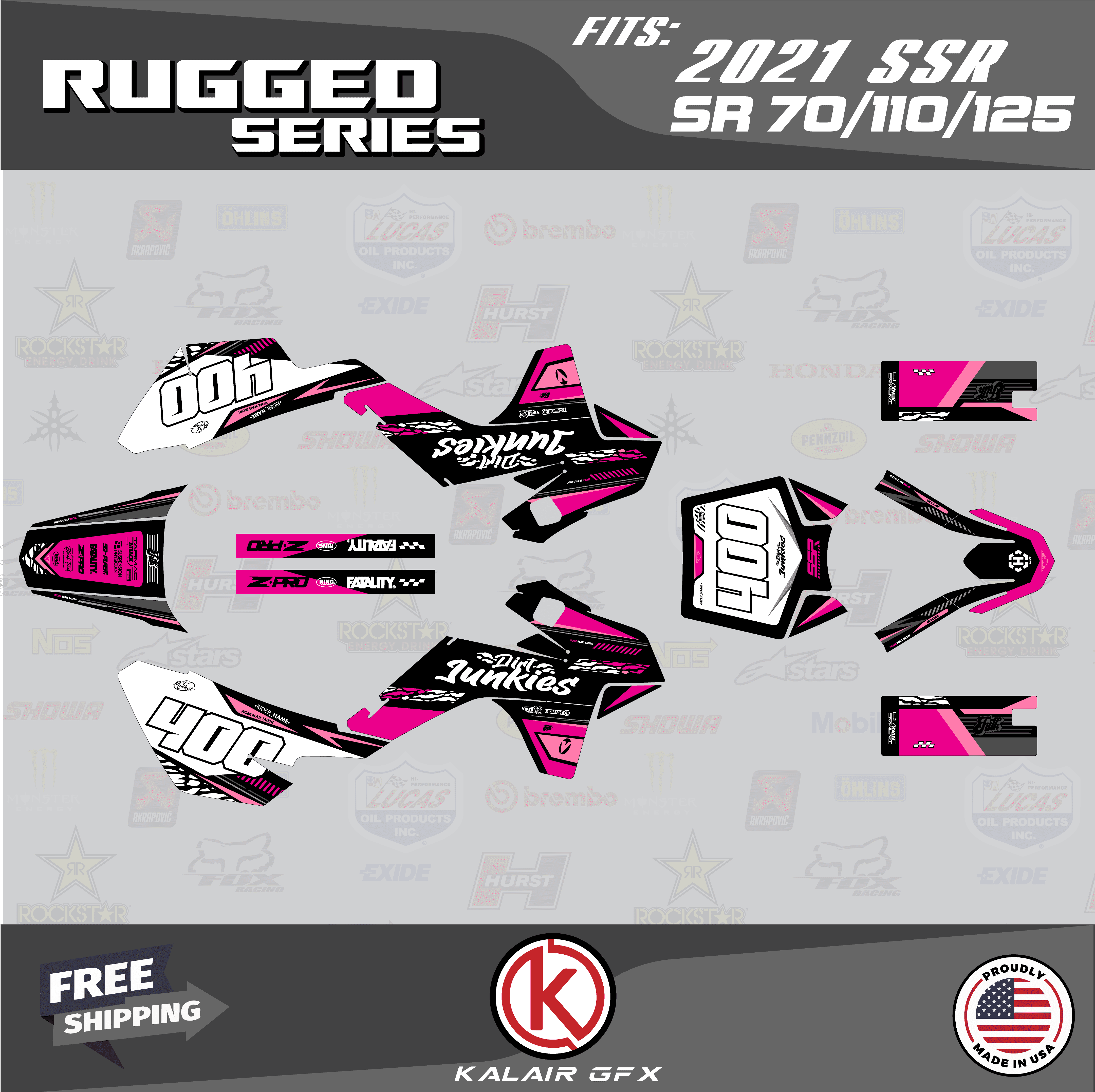 Kalair GFX Graphics Kit for SSR SR70, SR110 and SR125 (2021) Rugged ...