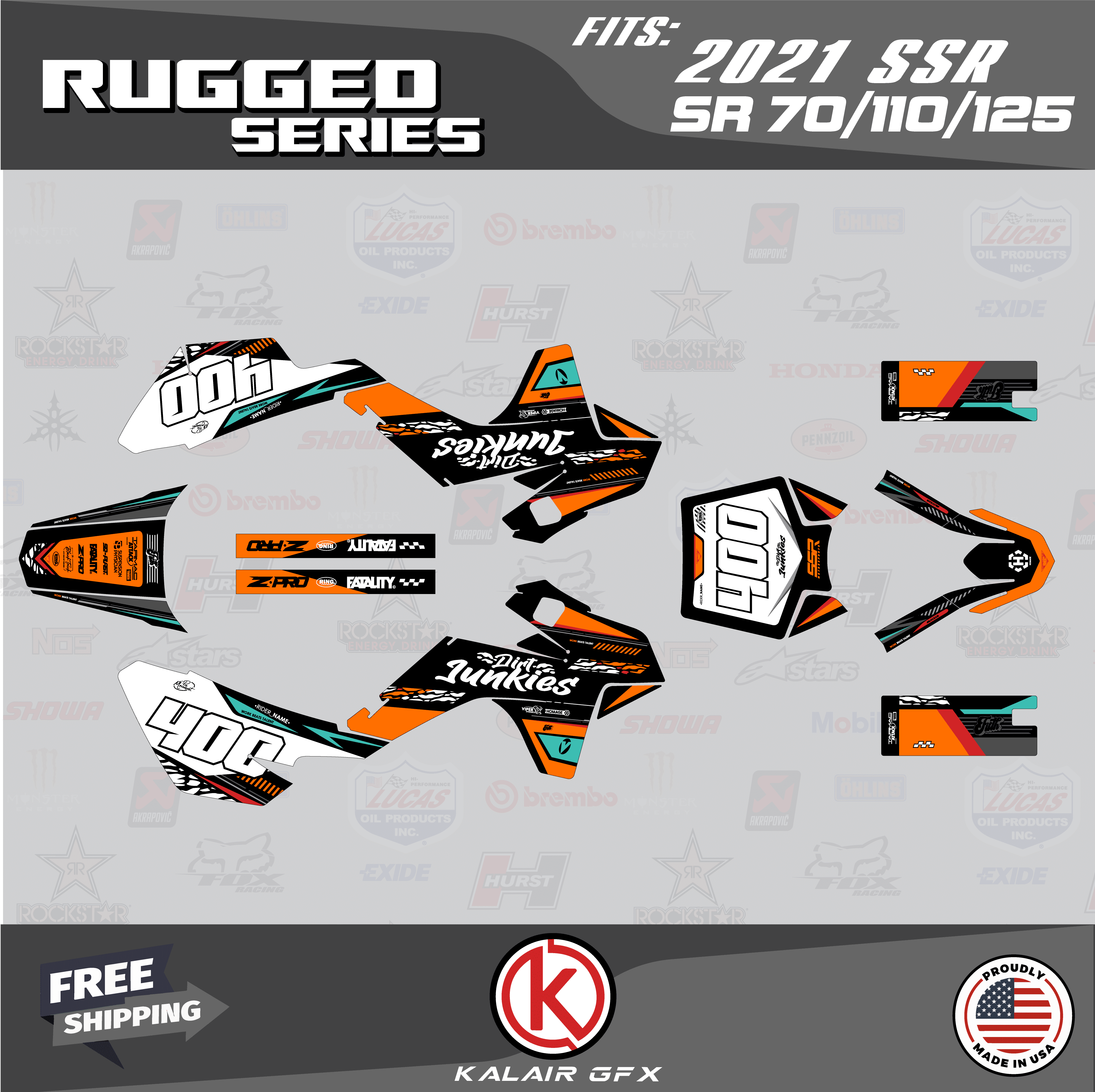 Kalair GFX Graphics Kit for SSR SR70, SR110 and SR125 (2021) Rugged ...