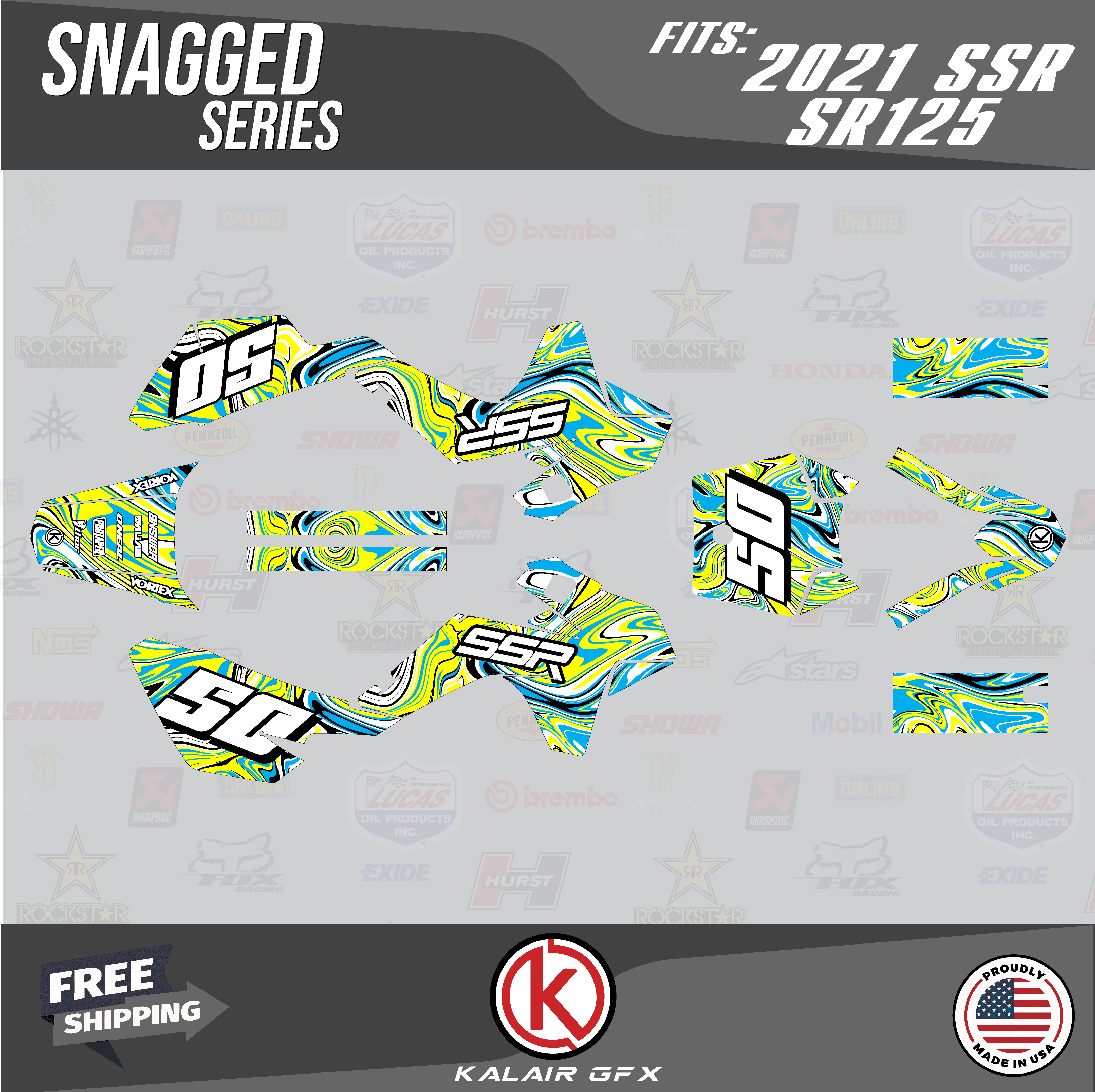 Kalair GFX Graphics Kit for SSR SR70, SR110 and SR125 (2021) Snagged ...