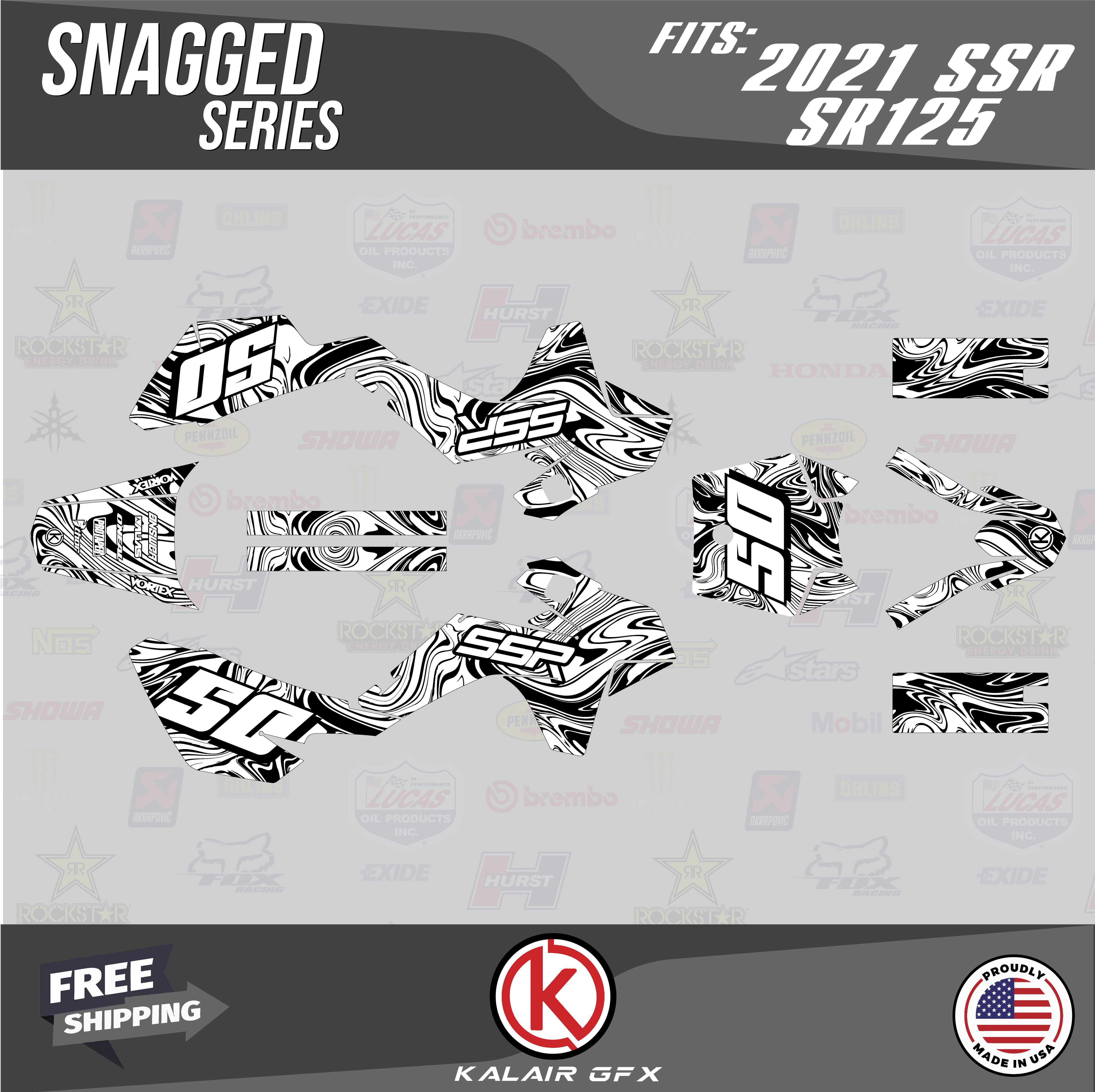 Kalair GFX Graphics Kit for SSR SR70, SR110 and SR125 (2021) Snagged ...