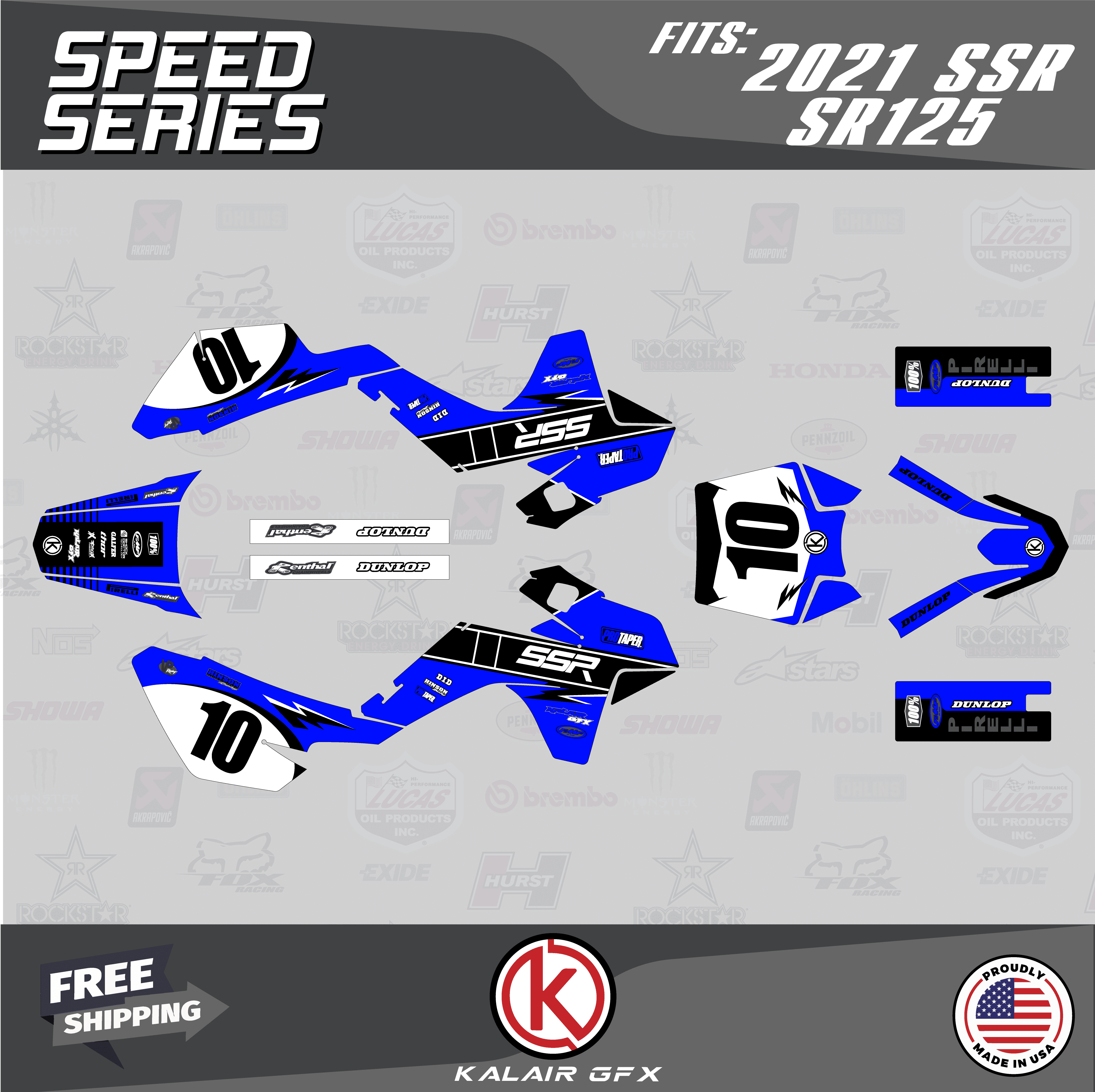 Kalair GFX Graphics Kit for SSR SR70, SR110 and SR125 (2021) Speed ...