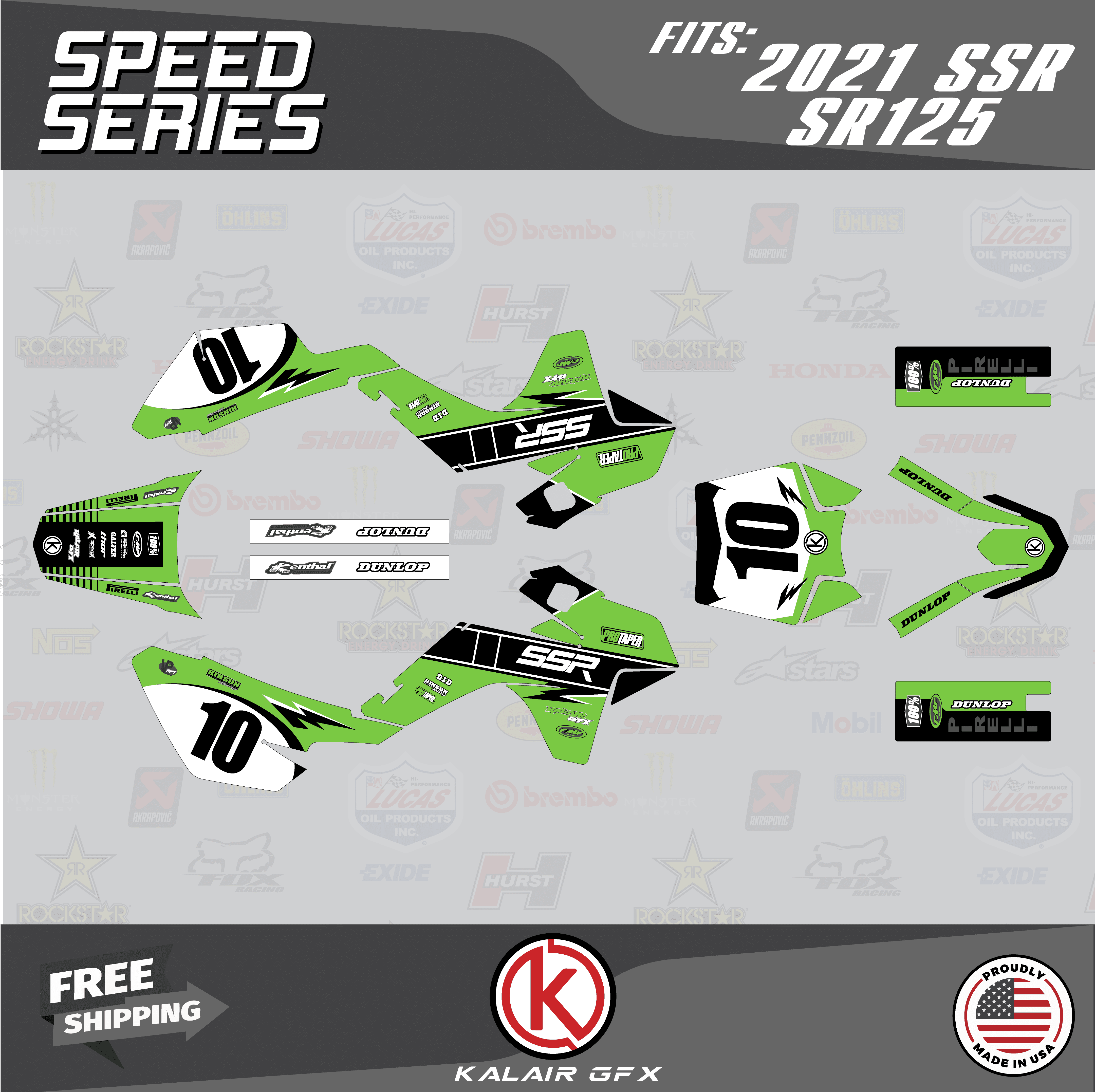 Kalair GFX Graphics Kit for SSR SR70, SR110 and SR125 (2021) Speed ...