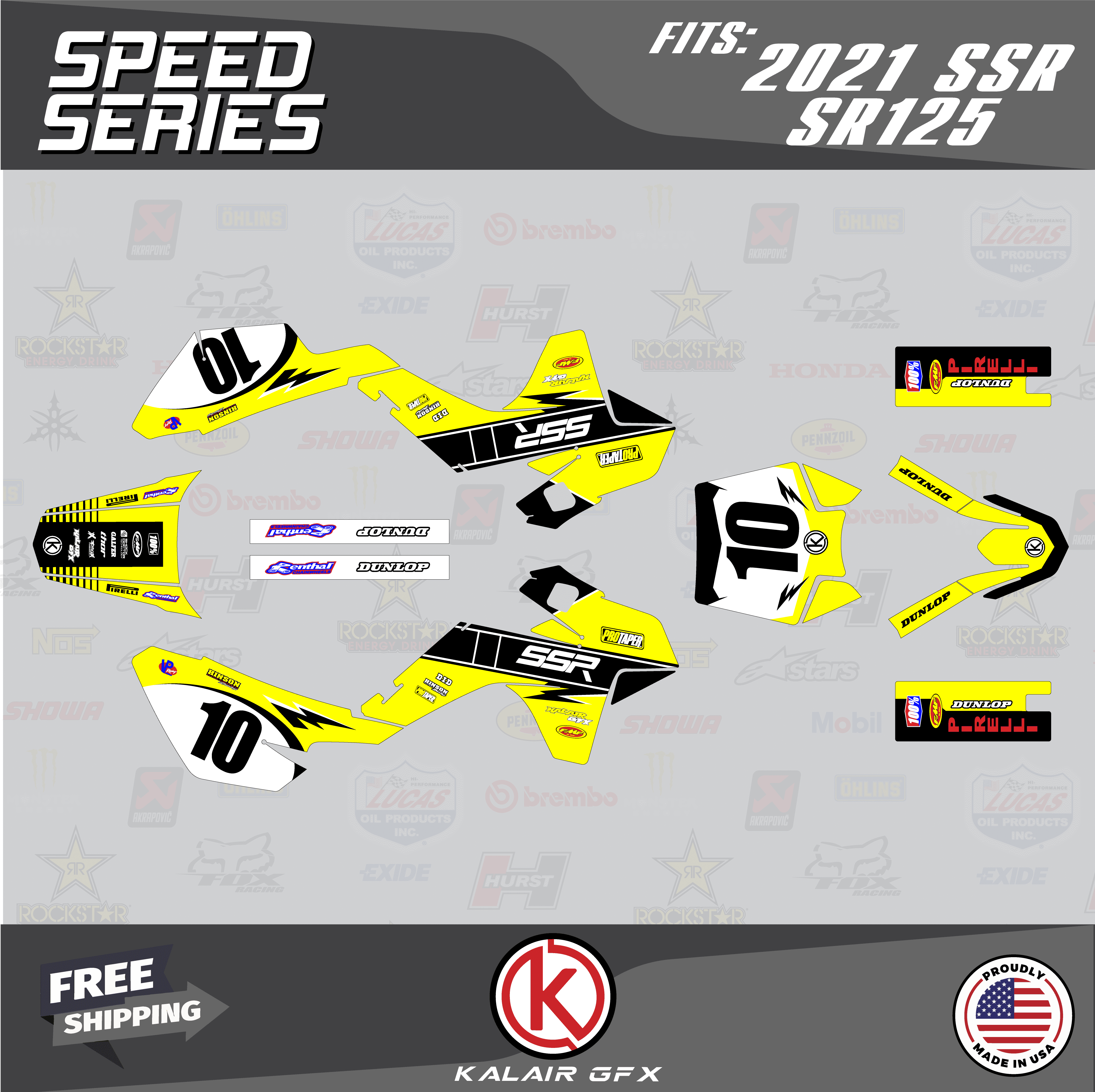 Kalair GFX Graphics Kit for SSR SR70, SR110 and SR125 (2021) Speed ...