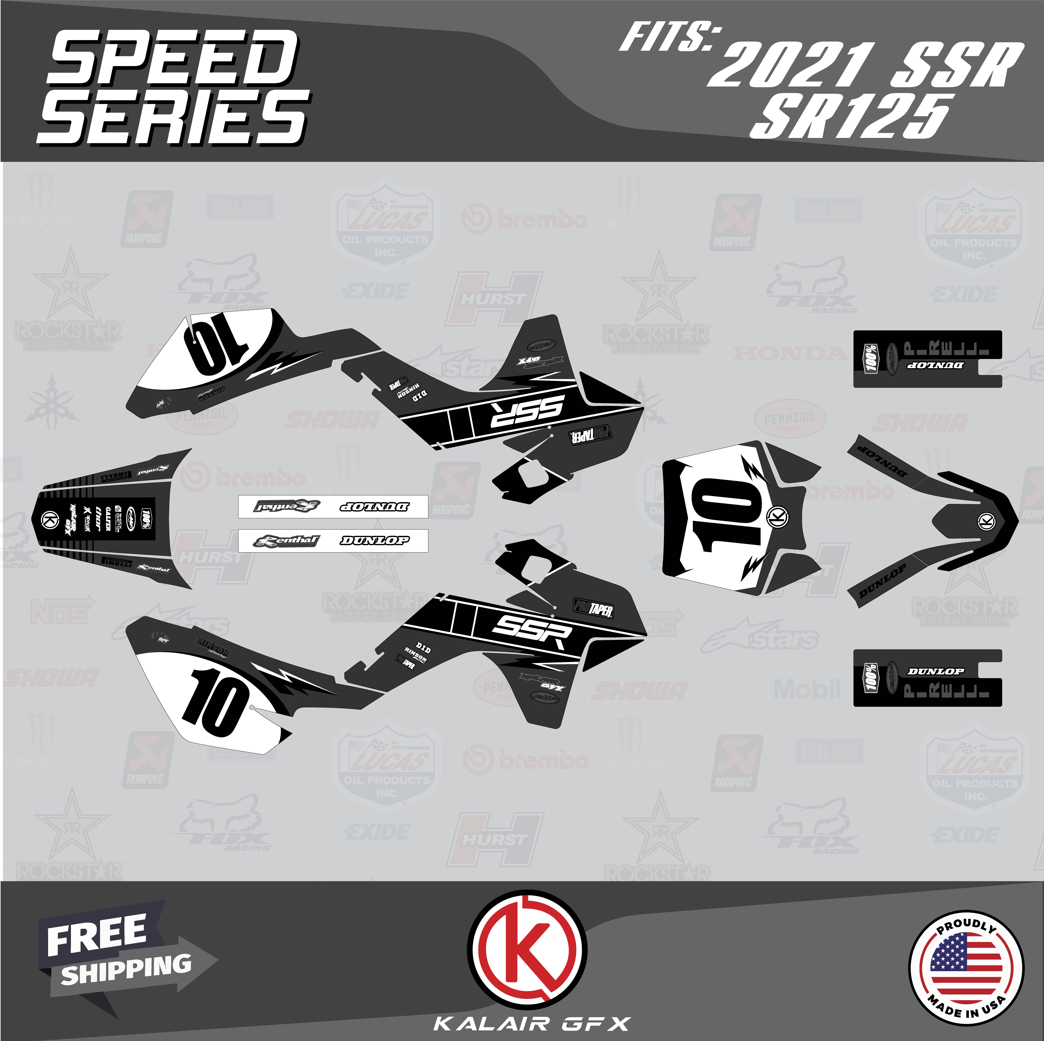 Kalair GFX Graphics Kit for SSR SR70, SR110 and SR125 (2021) Speed ...