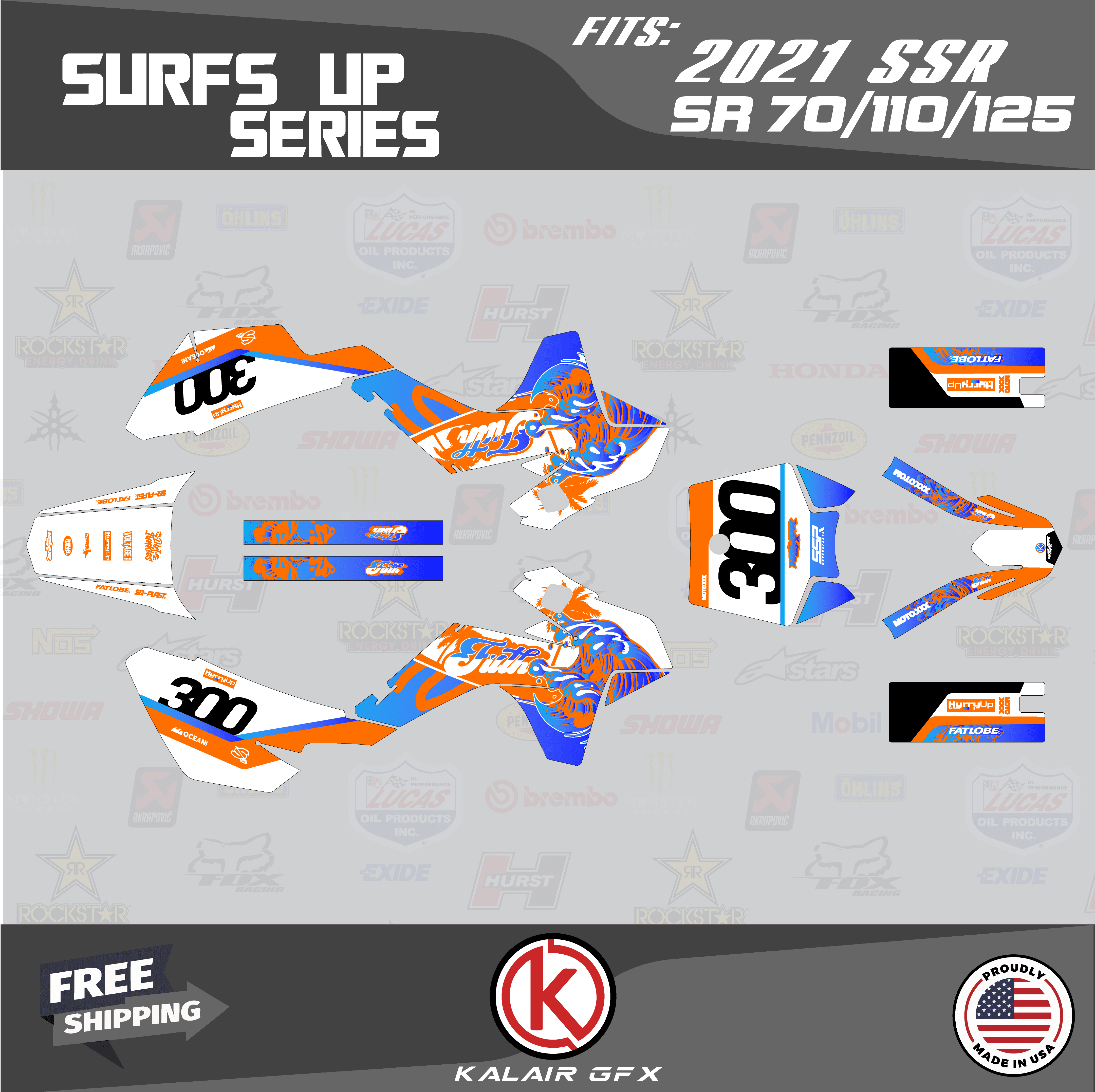 Kalair GFX Graphics Kit for SSR SR70, SR110 and SR125 (2021) Surfsup ...