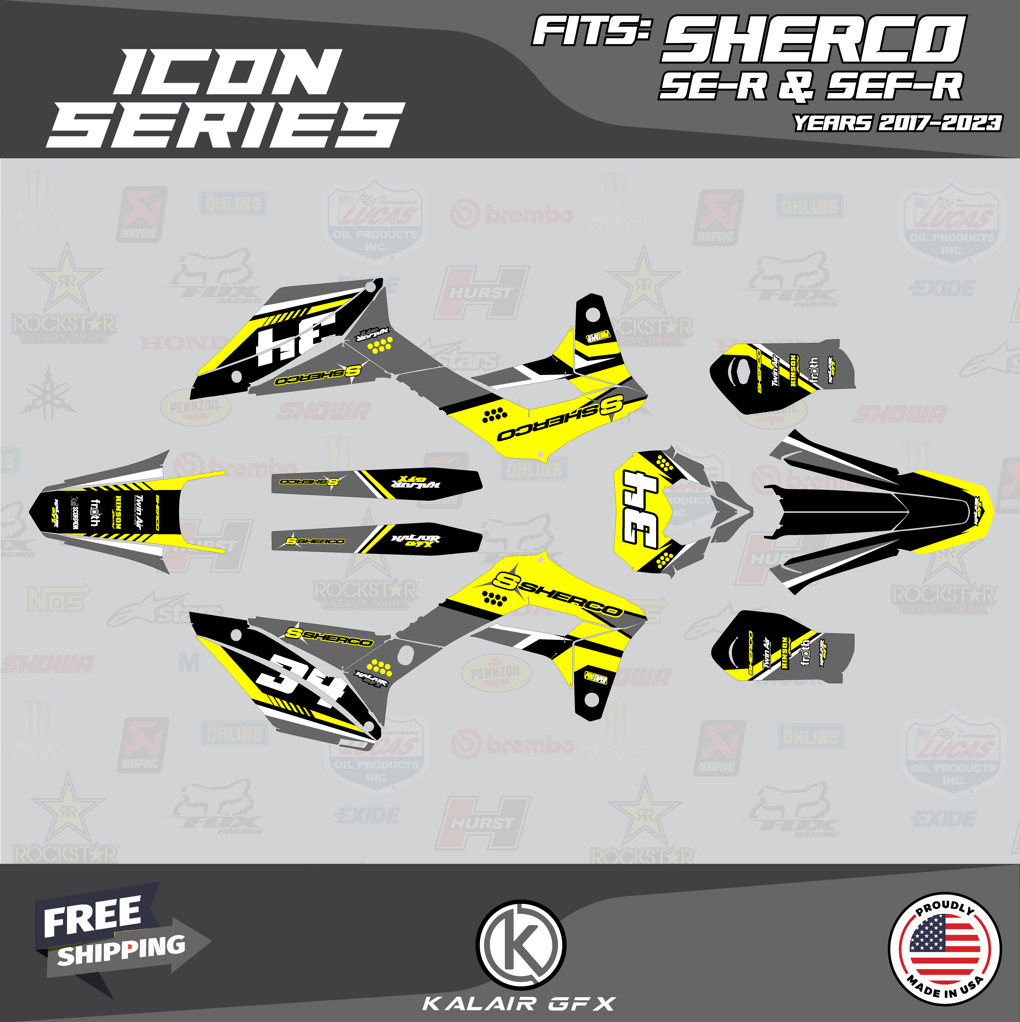 Kalair GFX Graphics Kit for Sherco 2-STROKE 300SE-R (2017-2024) Icon ...