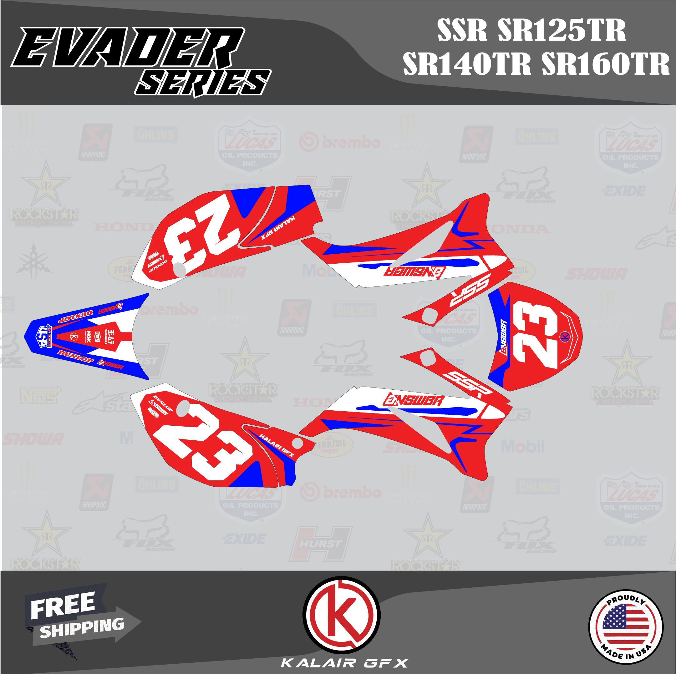 Kalair GFX Graphics Kit for Ssr SR125TR (2021) Evader Series - Walmart.com