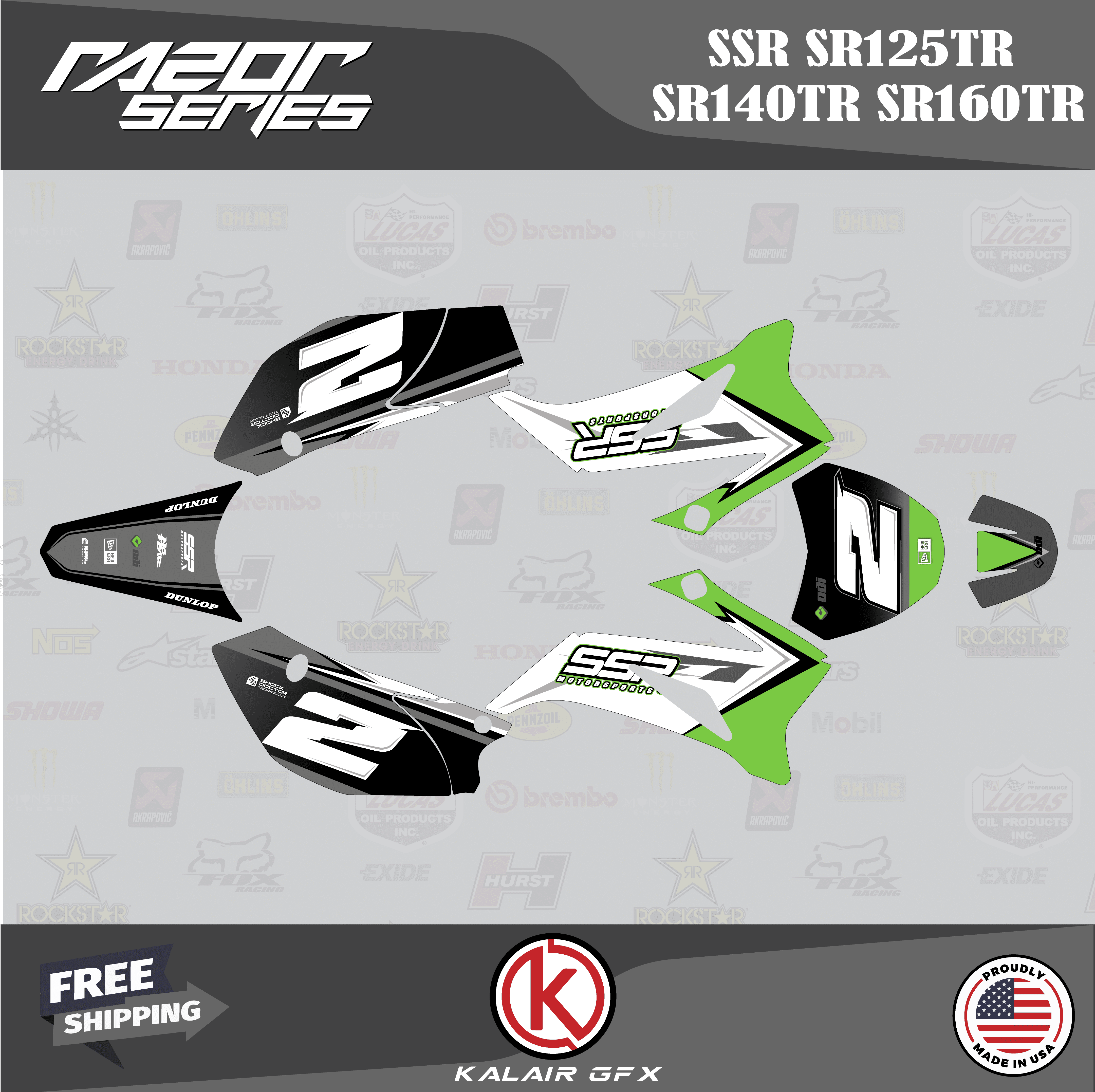 Kalair GFX Graphics Kit for Ssr SR125TR (2021) Razor Series - Walmart.com