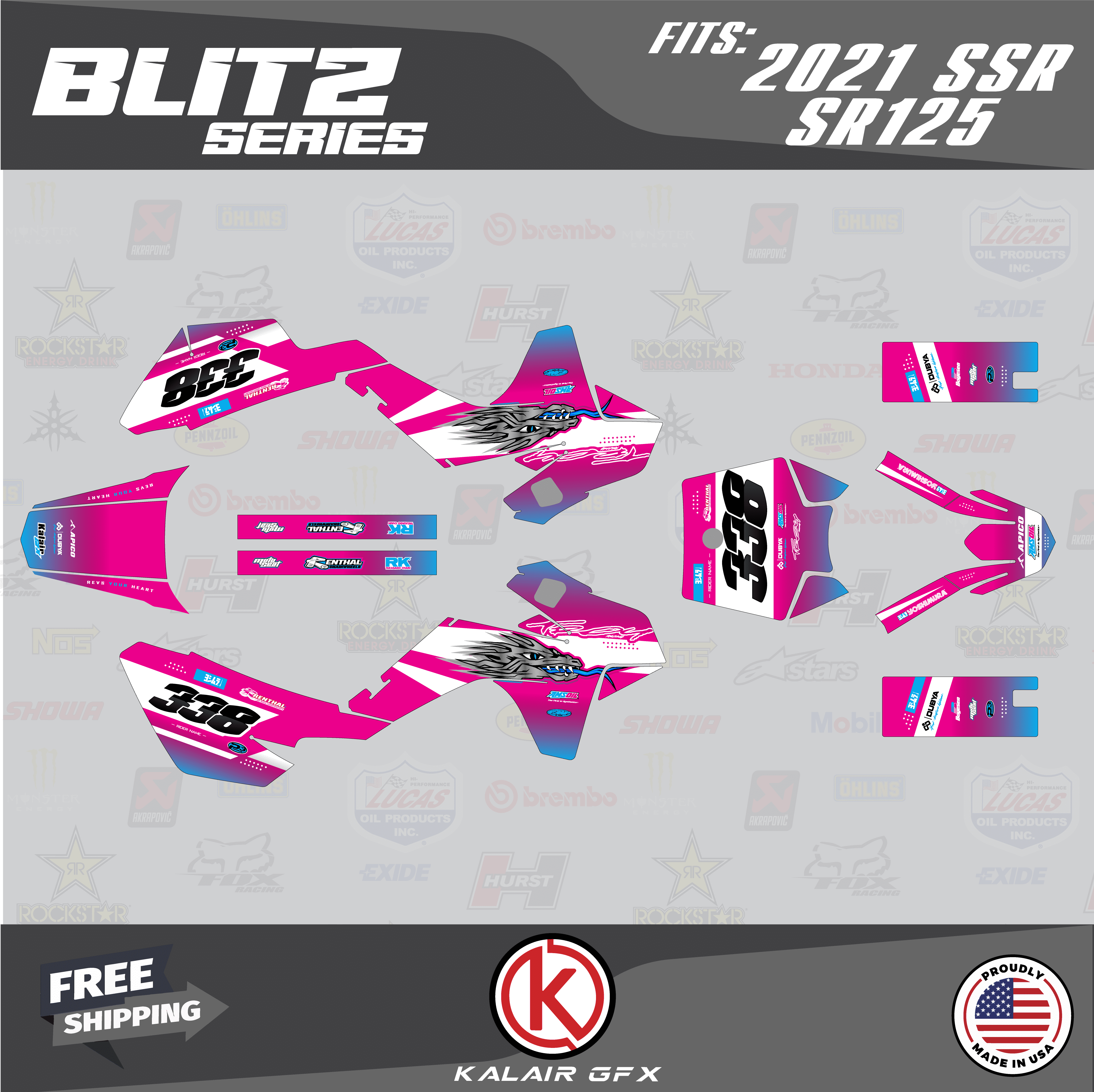 Kalair GFX Graphics Kit for Ssr SR70, SR110, and SR125 (2021+) (2021 ...