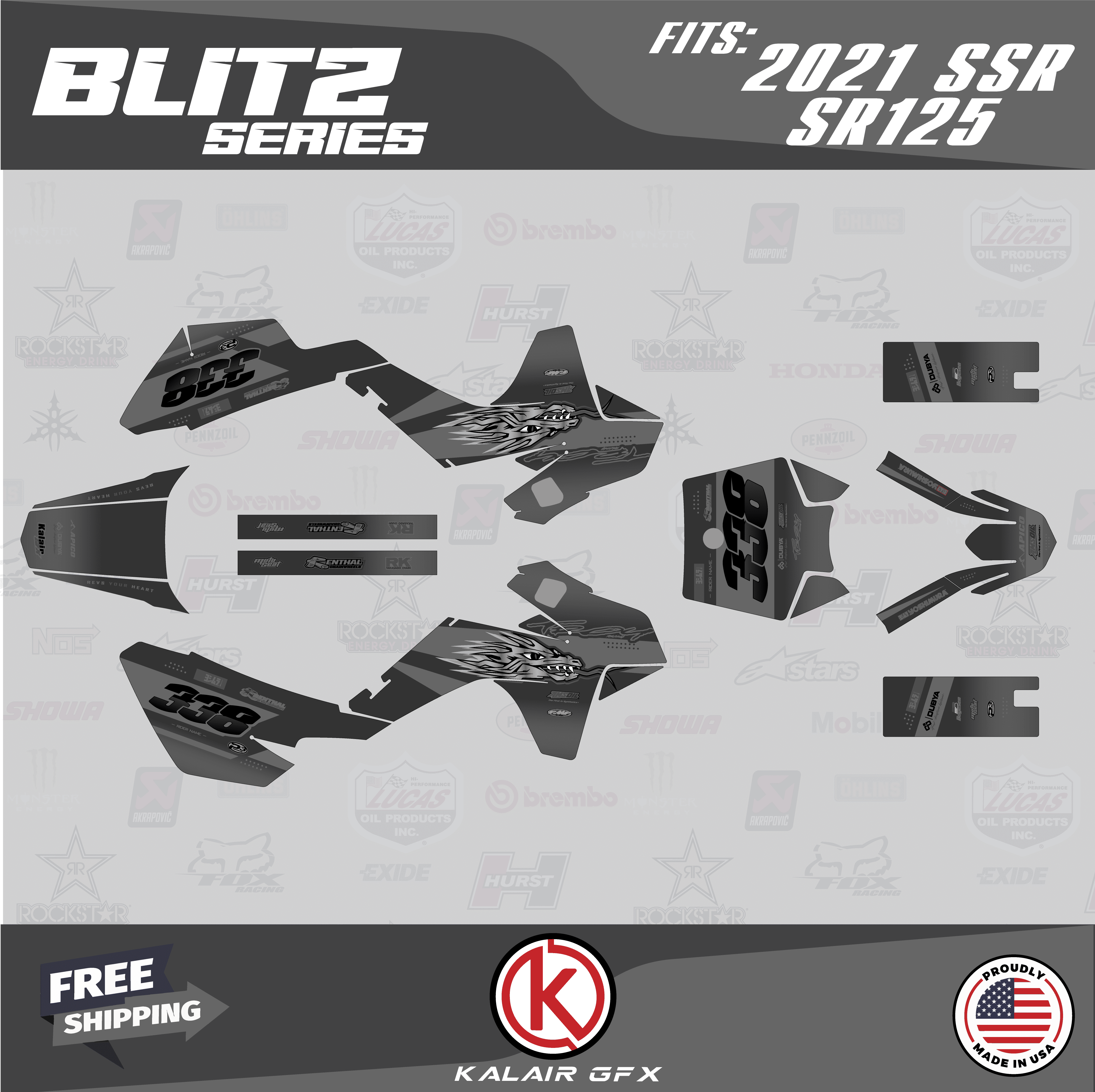 Kalair GFX Graphics Kit for Ssr SR70, SR110, and SR125 (2021+) (2021 ...