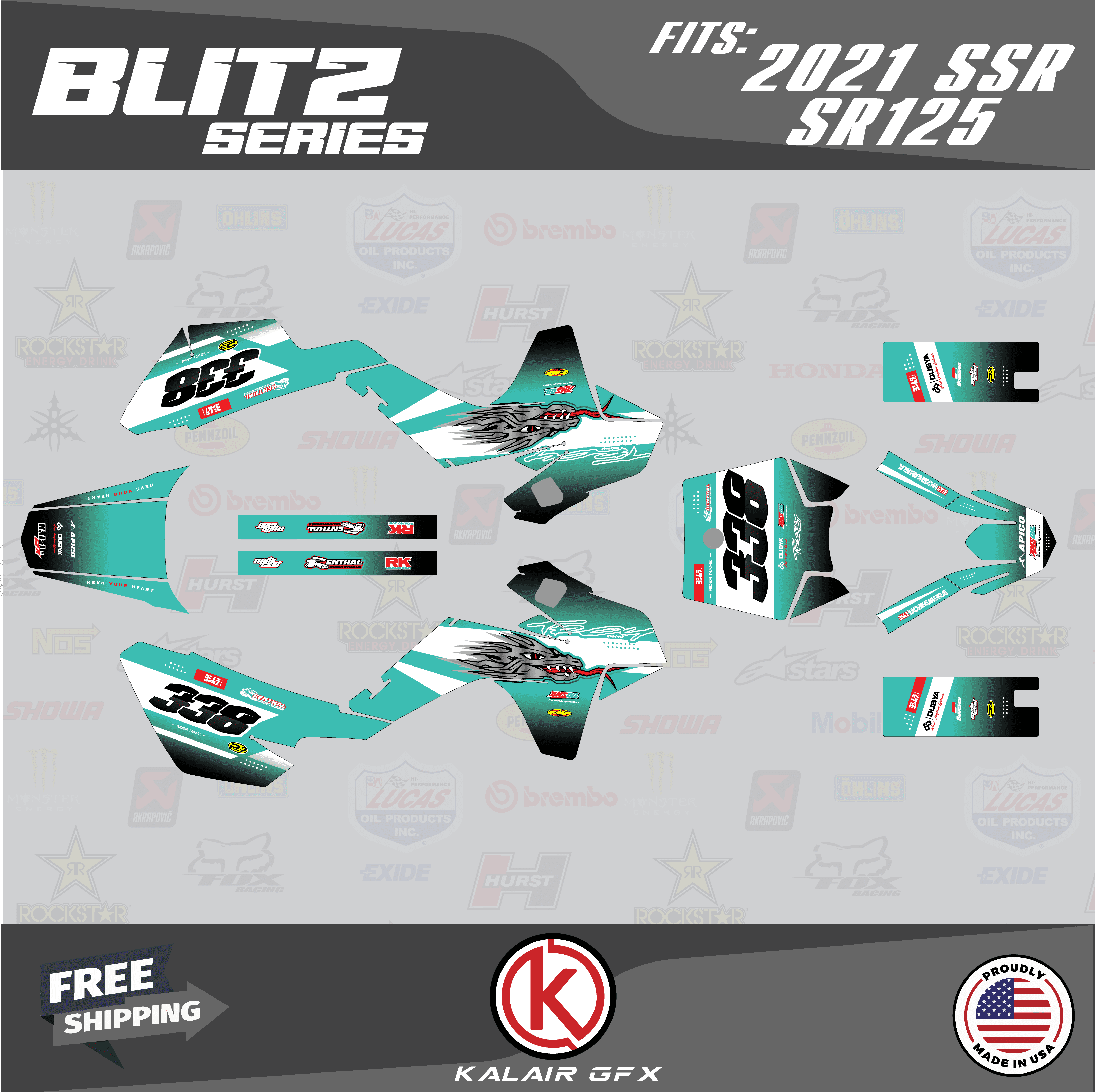Kalair GFX Graphics Kit for Ssr SR70, SR110, and SR125 (2021+) (2021 ...