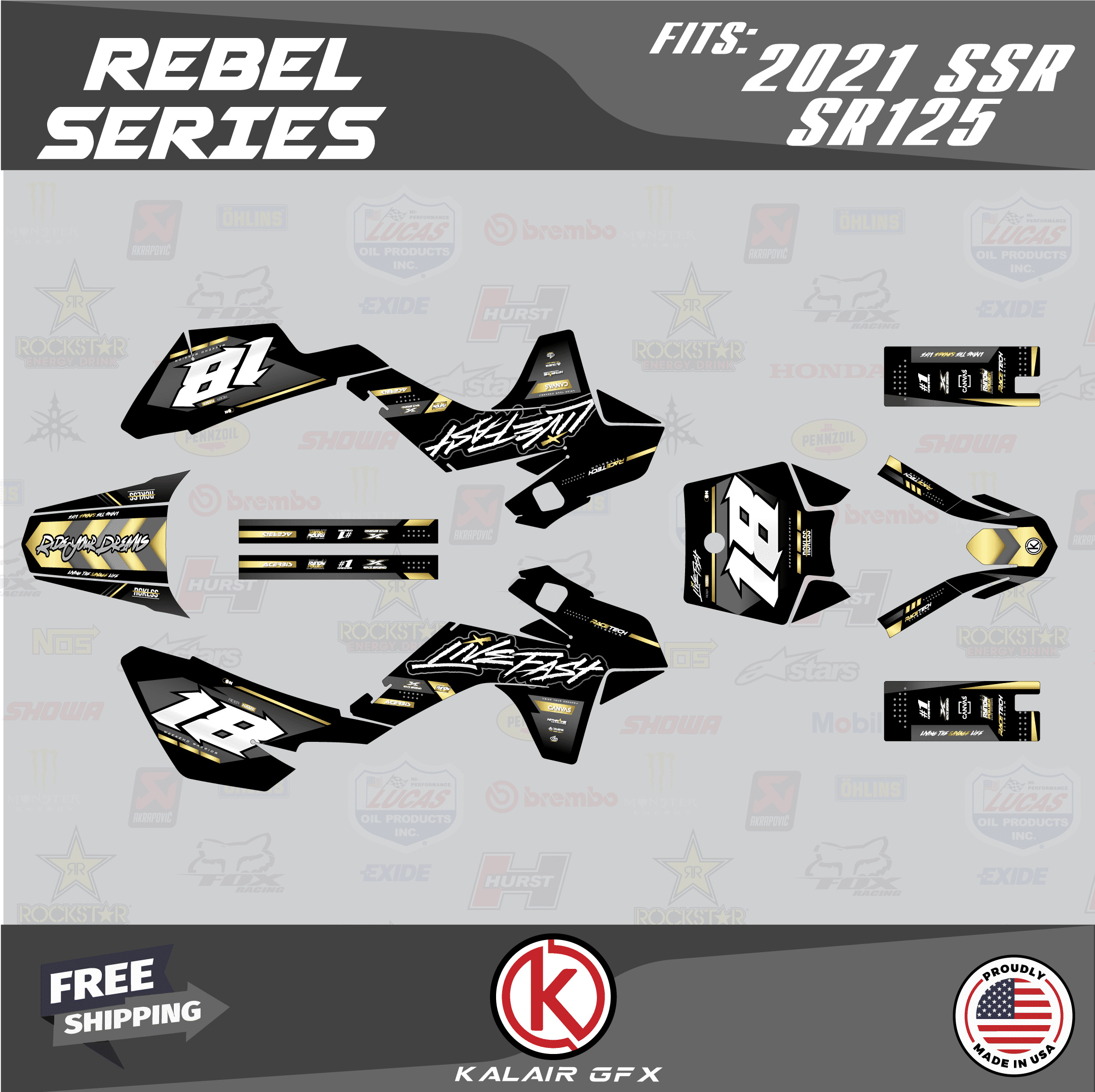 Kalair GFX Graphics Kit for Ssr SR70, SR110, and SR125 (2021+) (2021 ...