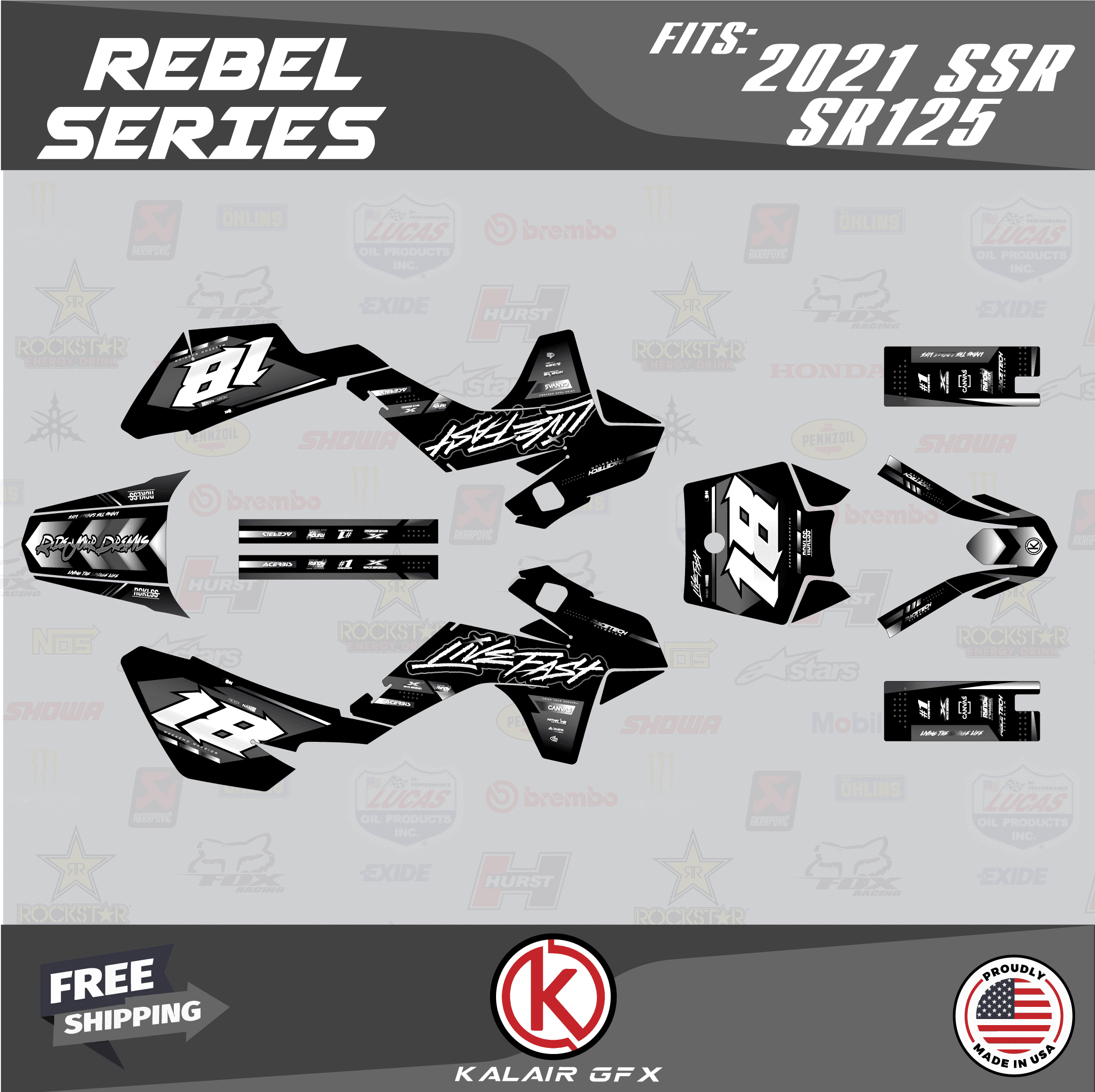 Kalair GFX Graphics Kit for Ssr SR70, SR110, and SR125 (2021+) (2021 ...