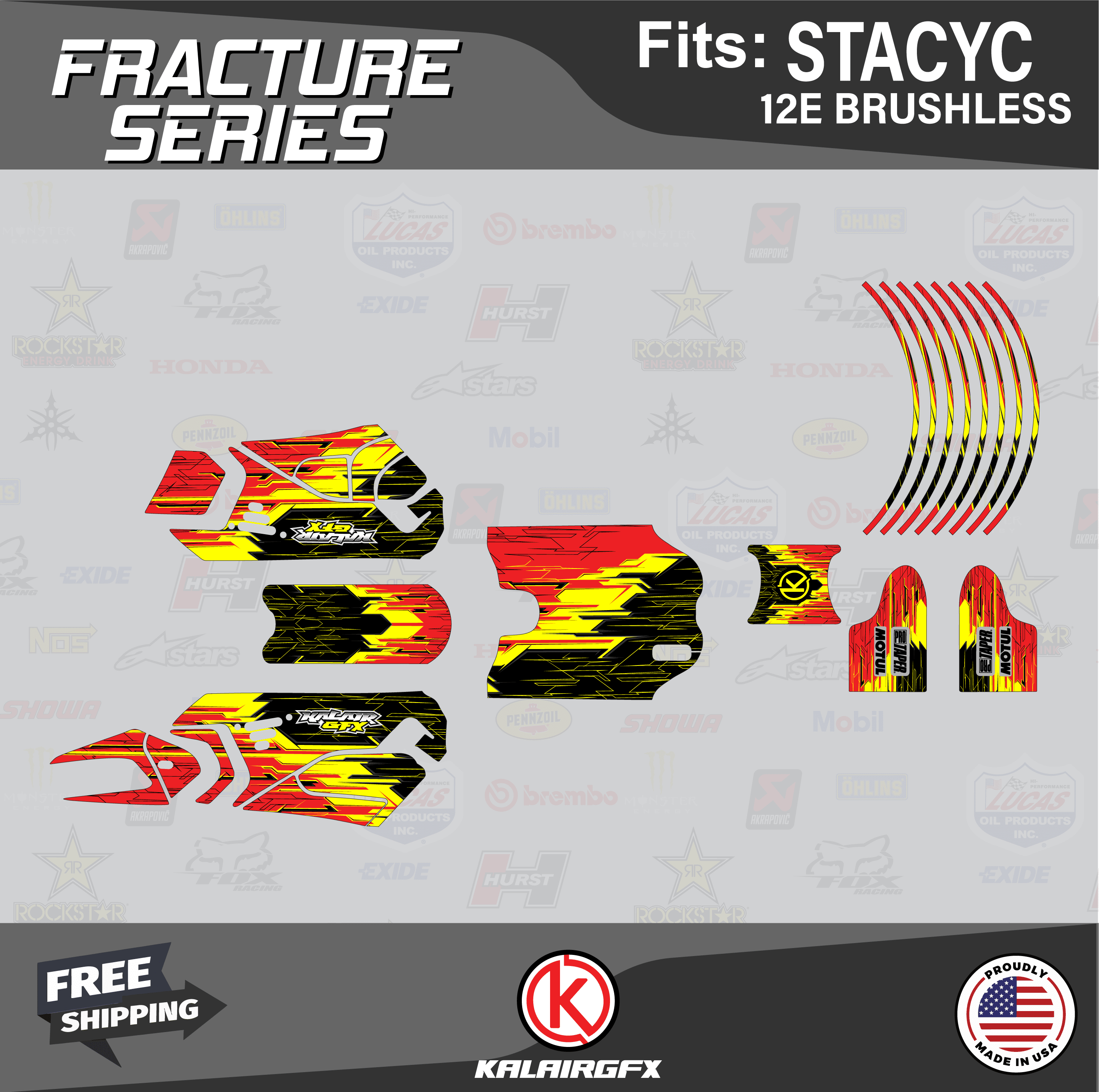 Kalair GFX Graphics Kit for Stacyc 12E BRUSHLESS (All Years) Fracture ...