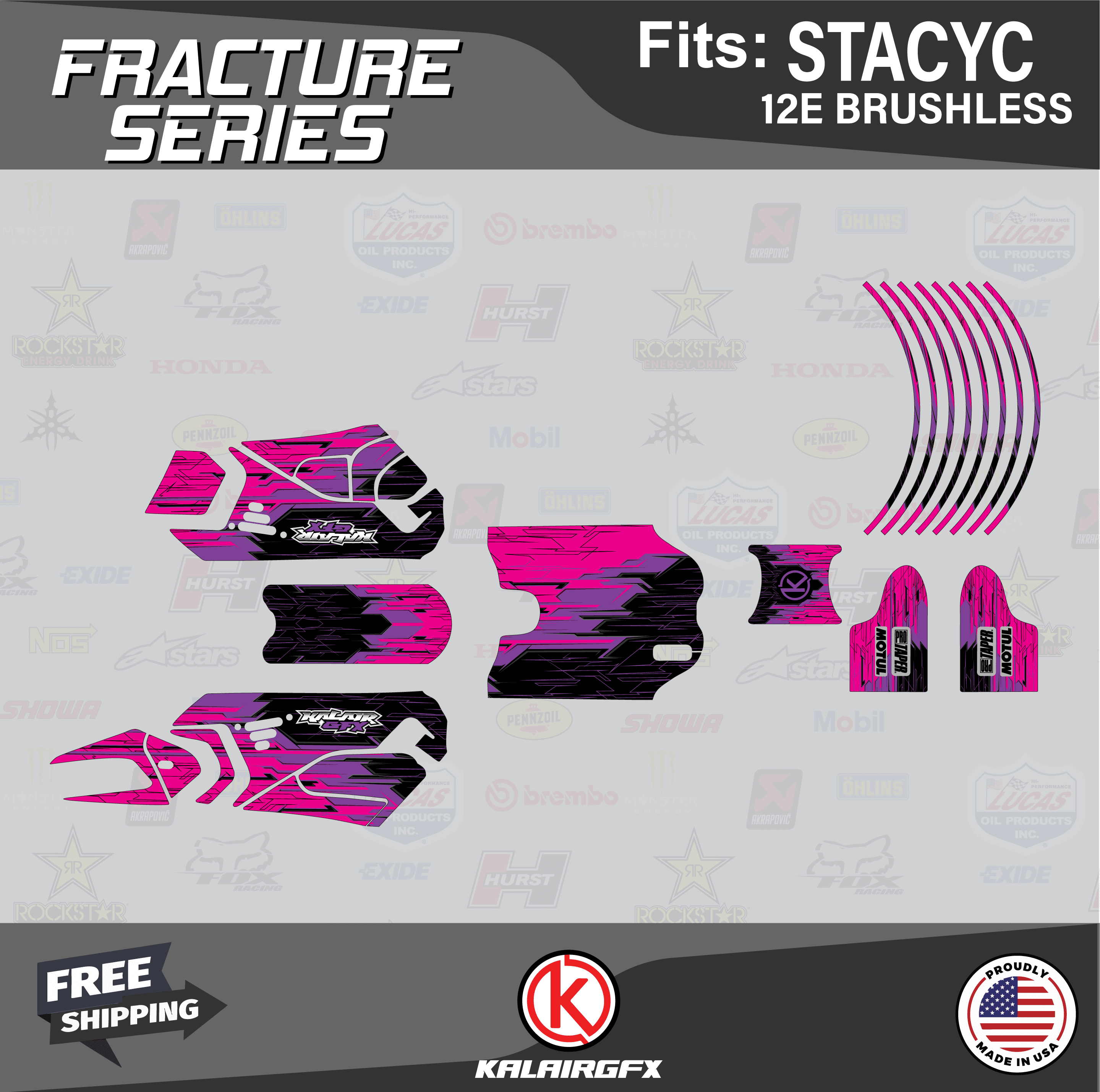 Kalair GFX Graphics Kit for Stacyc 12E BRUSHLESS (All Years) Fracture ...